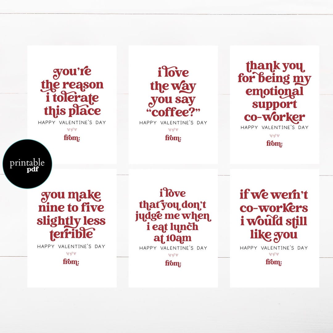 PRINTABLE Funny Coworker Valentine's Day Cards, Work Valentines, Office ...