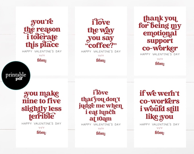 Funny Valentines Card for Coworkers Printable Funny Valentines Day Card ...