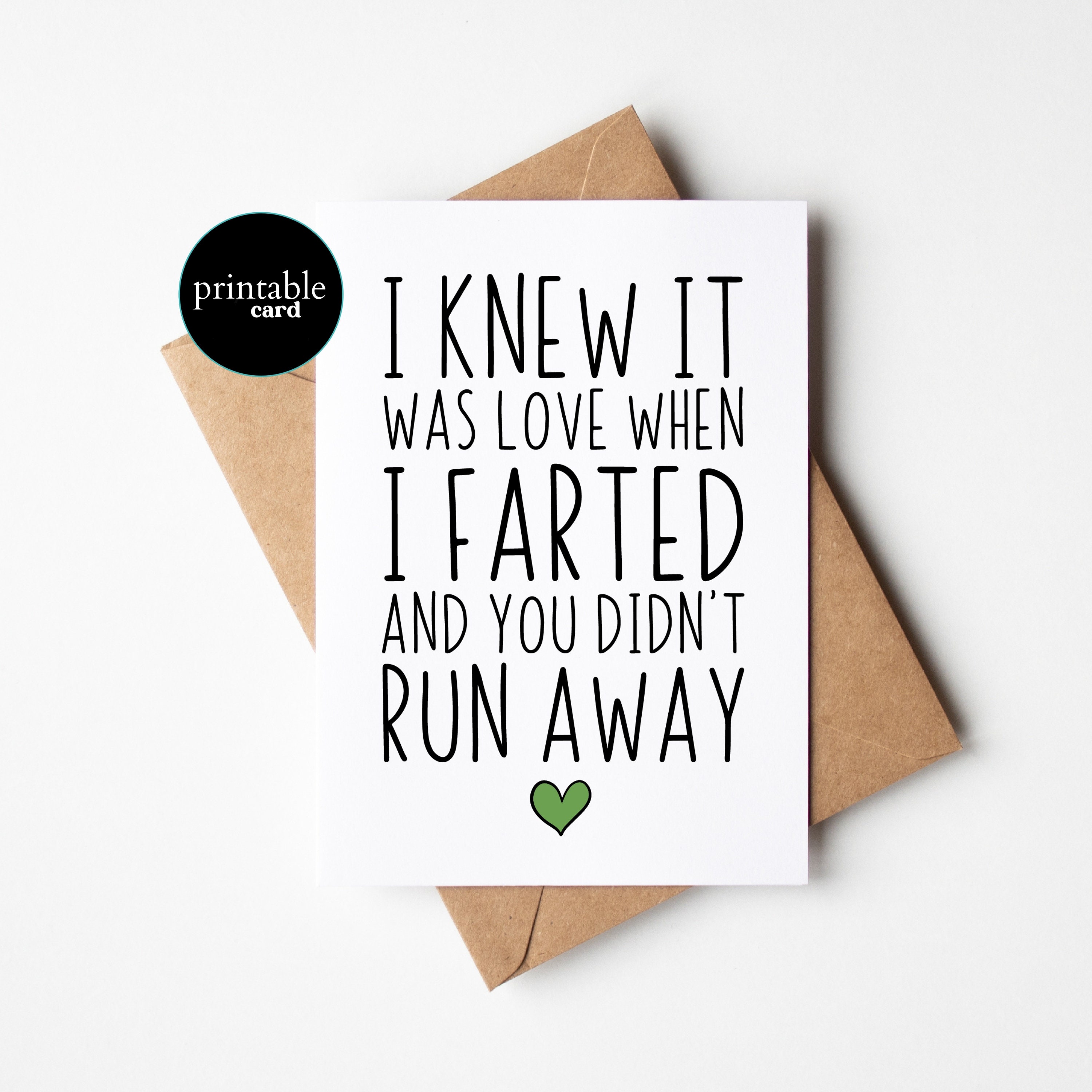 PRINTABLE Funny Fart Valentines Card - Spread Laughter and Love With ...