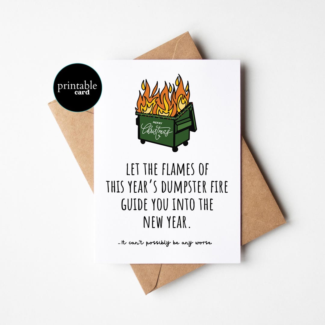 Funny Dumpster Fire Christmas Card - Printable Holiday Card (digital ...