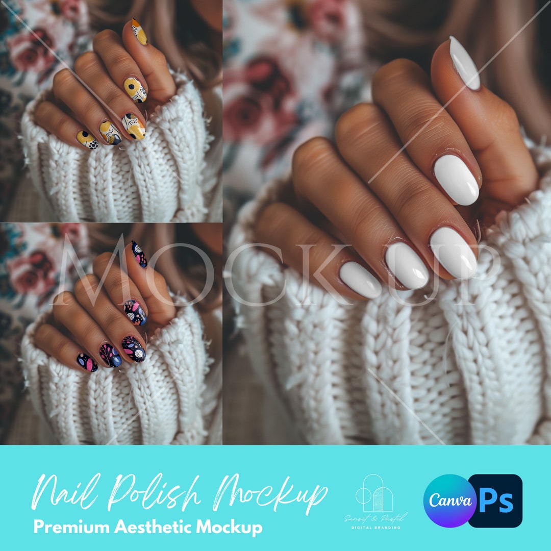 Nail Polish Mockup, Gel Nail Polish, Finger Nail Art Strip Mockup ...