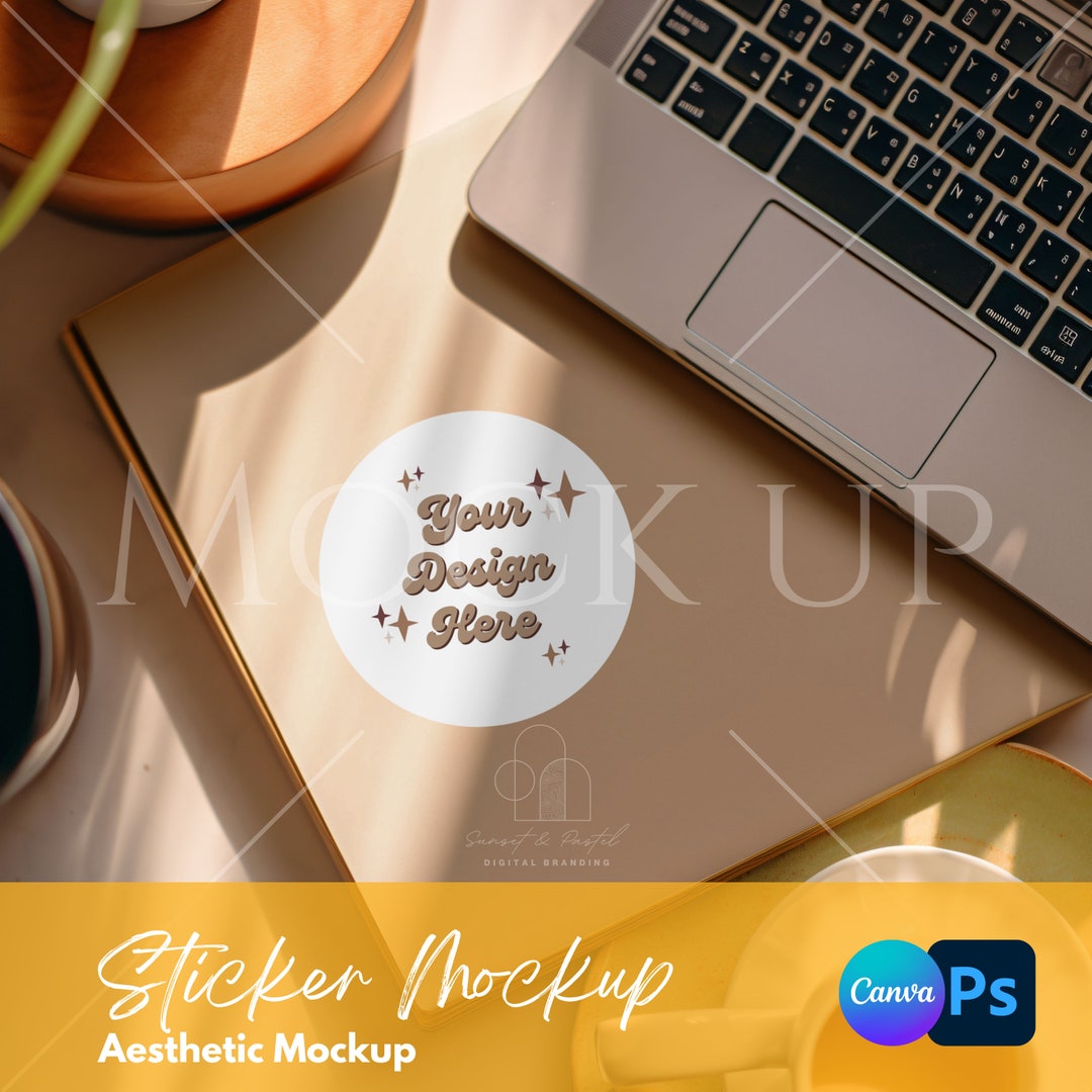 Sticker Mockup, Moveable Sticker Mockup, Sticker on Table, Bohemian ...