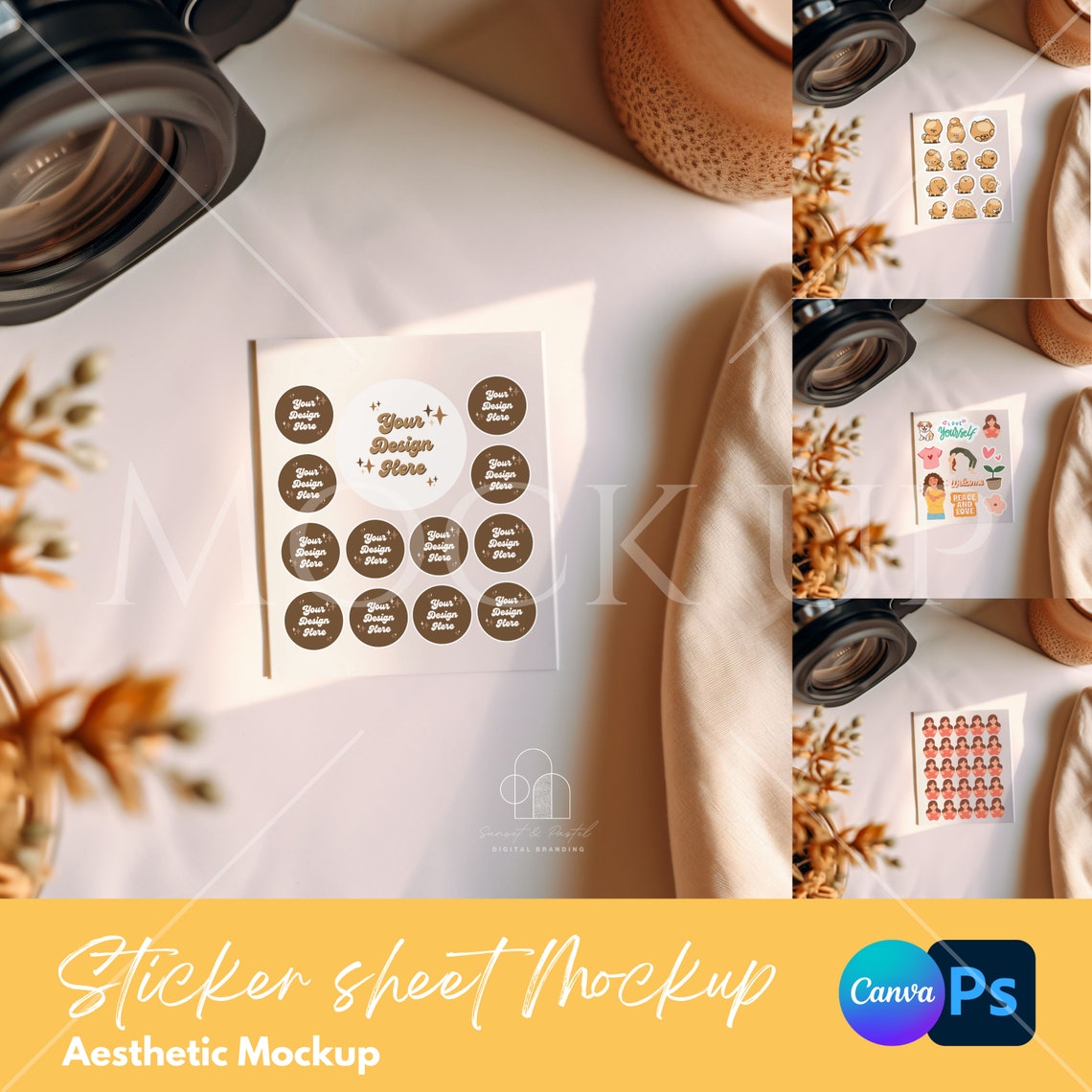 Sticker Sheet Mockup Simple Square Sticker Sheet Mockup Boho - Etsy