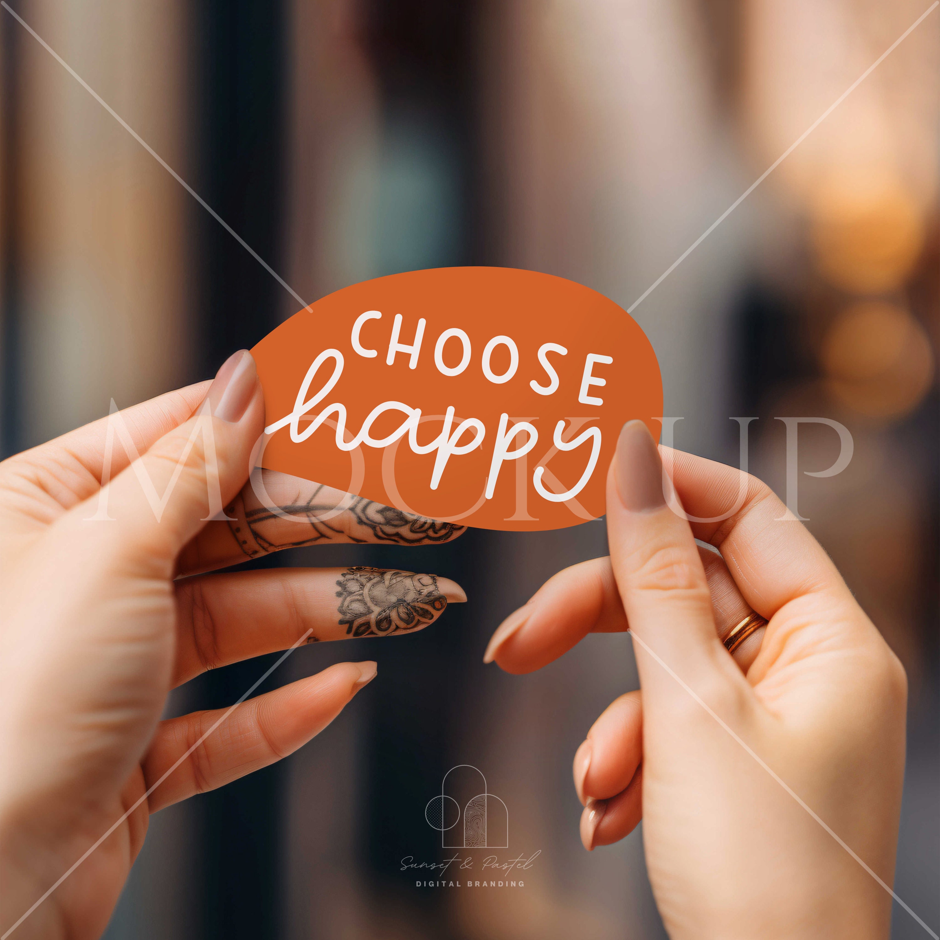 Sticker Mockup, Moveable Sticker Mockup, Hand Holding Sticker, Boho ...