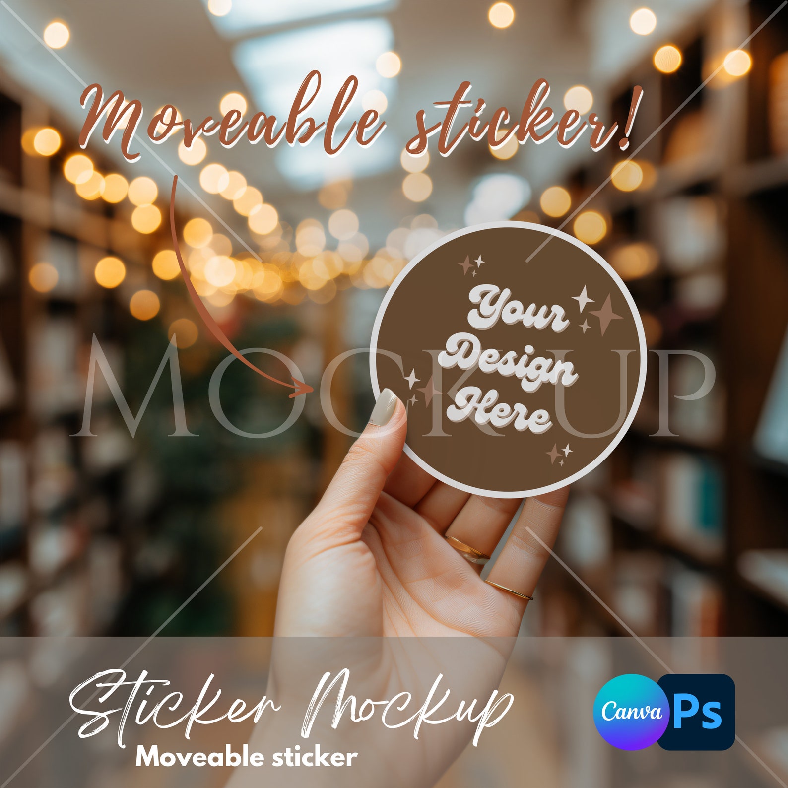 Sticker Mockup, Moveable Sticker Mockup, Boho Inspired Mockup for ...