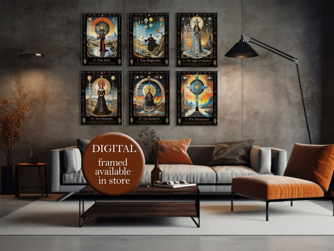 Tarot Cards Print Set of Six Tarot Meaning Wall Art Set of 6 Tarot ...