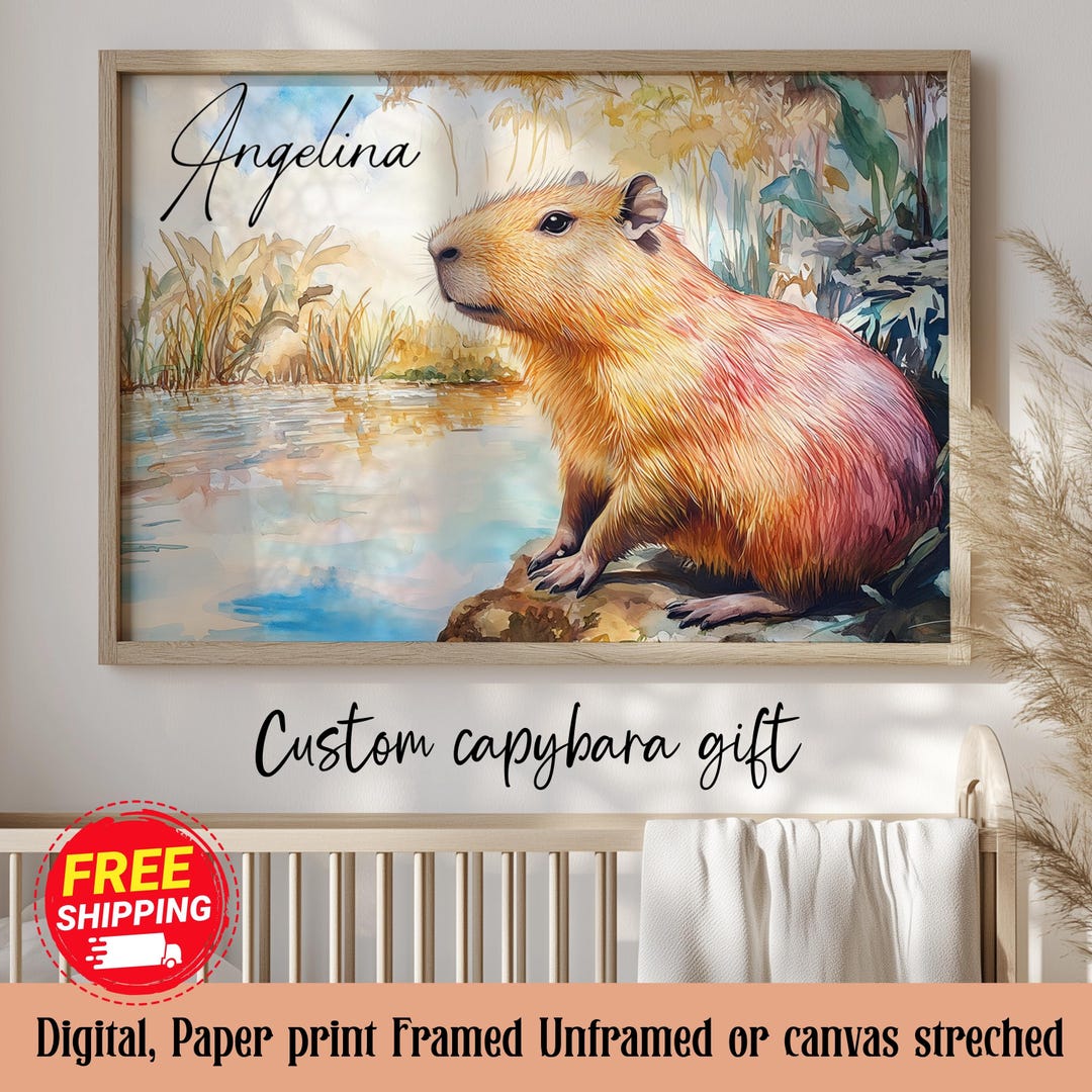 Custom Name Sign Capybara Wall Art, Positive Affirmation Capybara Kids ...