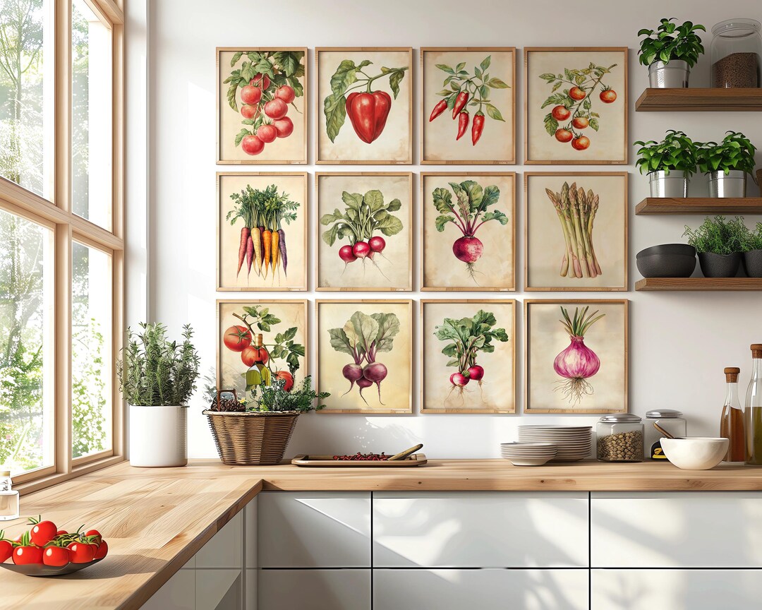 Vintage Zucchini Cucumber Avocado Cauliflower Wall Art Set of 15 ...