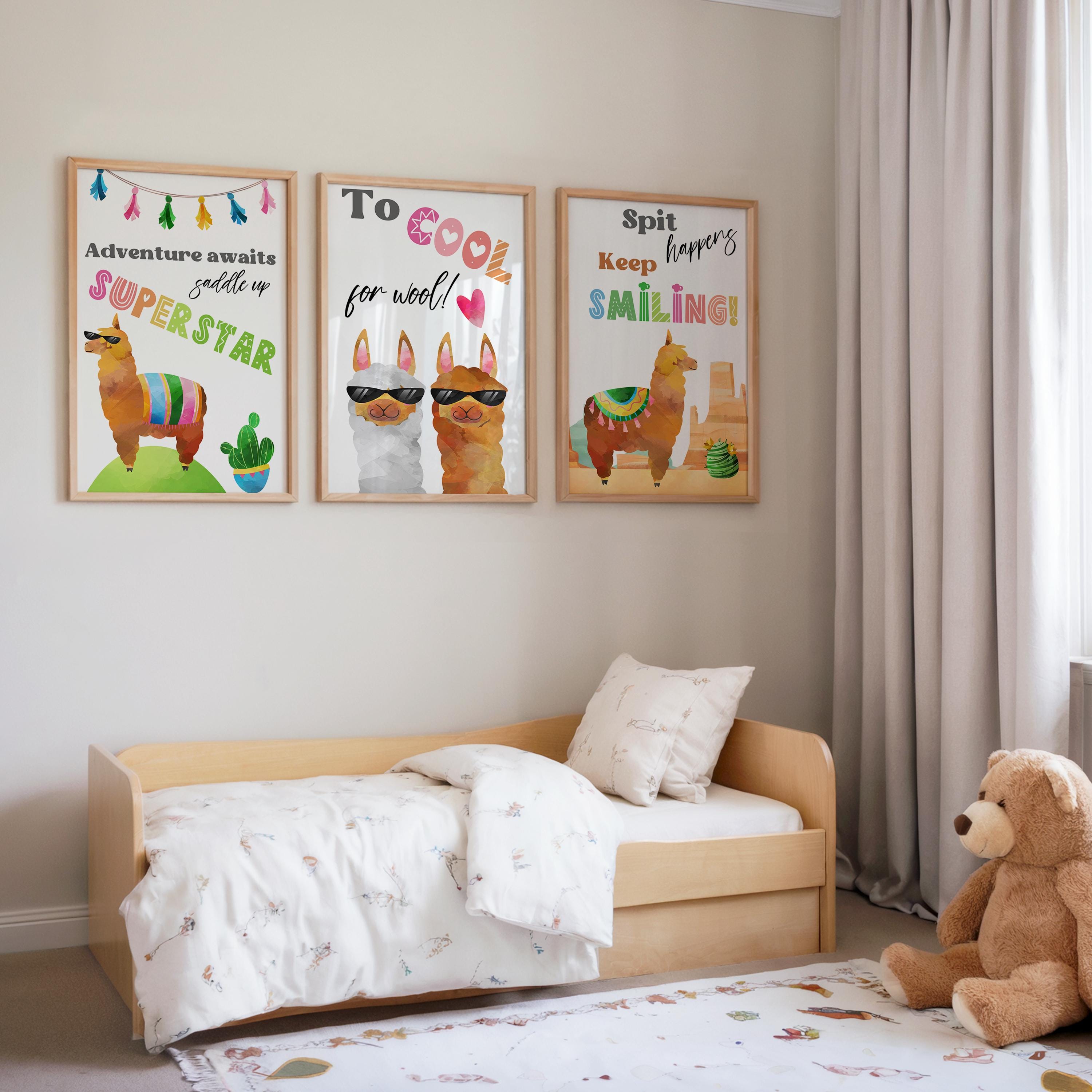 Kids Positive Empower Quote Llama Wall Art Set of 8, Nursery ...