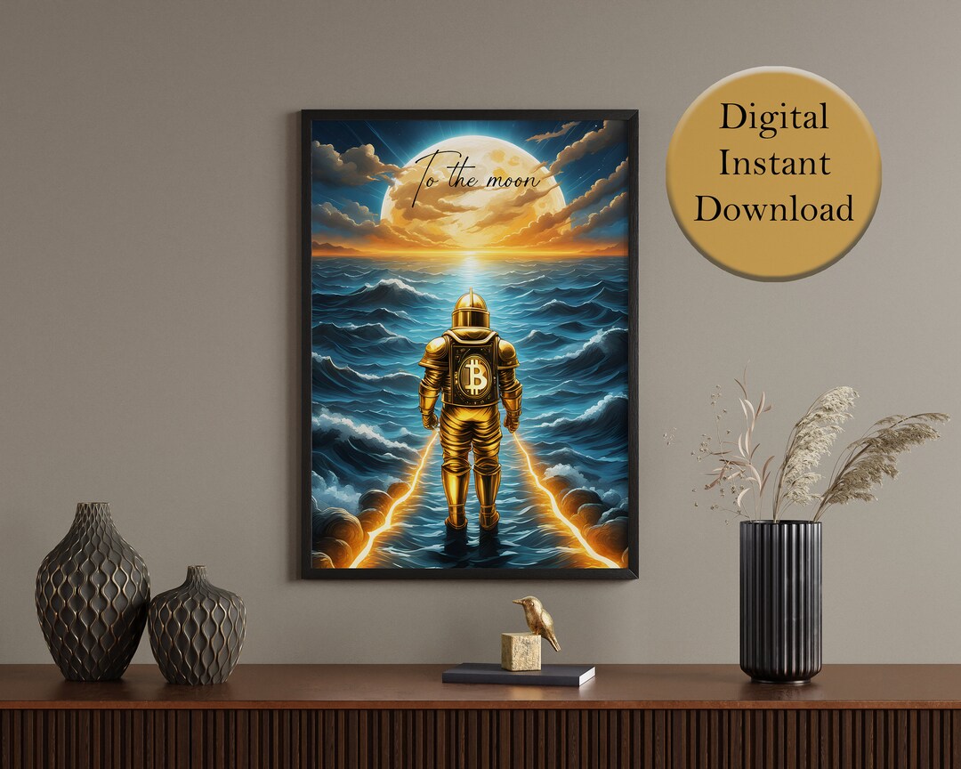 BTC to the Moon Digital Poster Day Trader Gift BTC Art Print Bitcoin ...