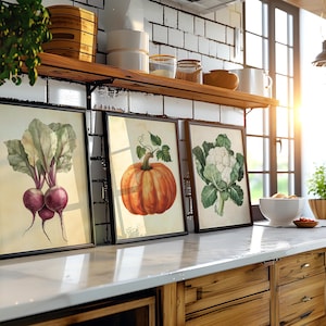 Rustic Vegetable Wall Art Set of 2 3 6, Vintage Veggie Wall Decor ...