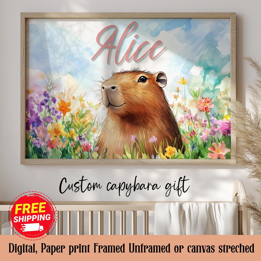 Custom Name Sign Capybara Wall Art, Positive Affirmation Capybara Kids ...