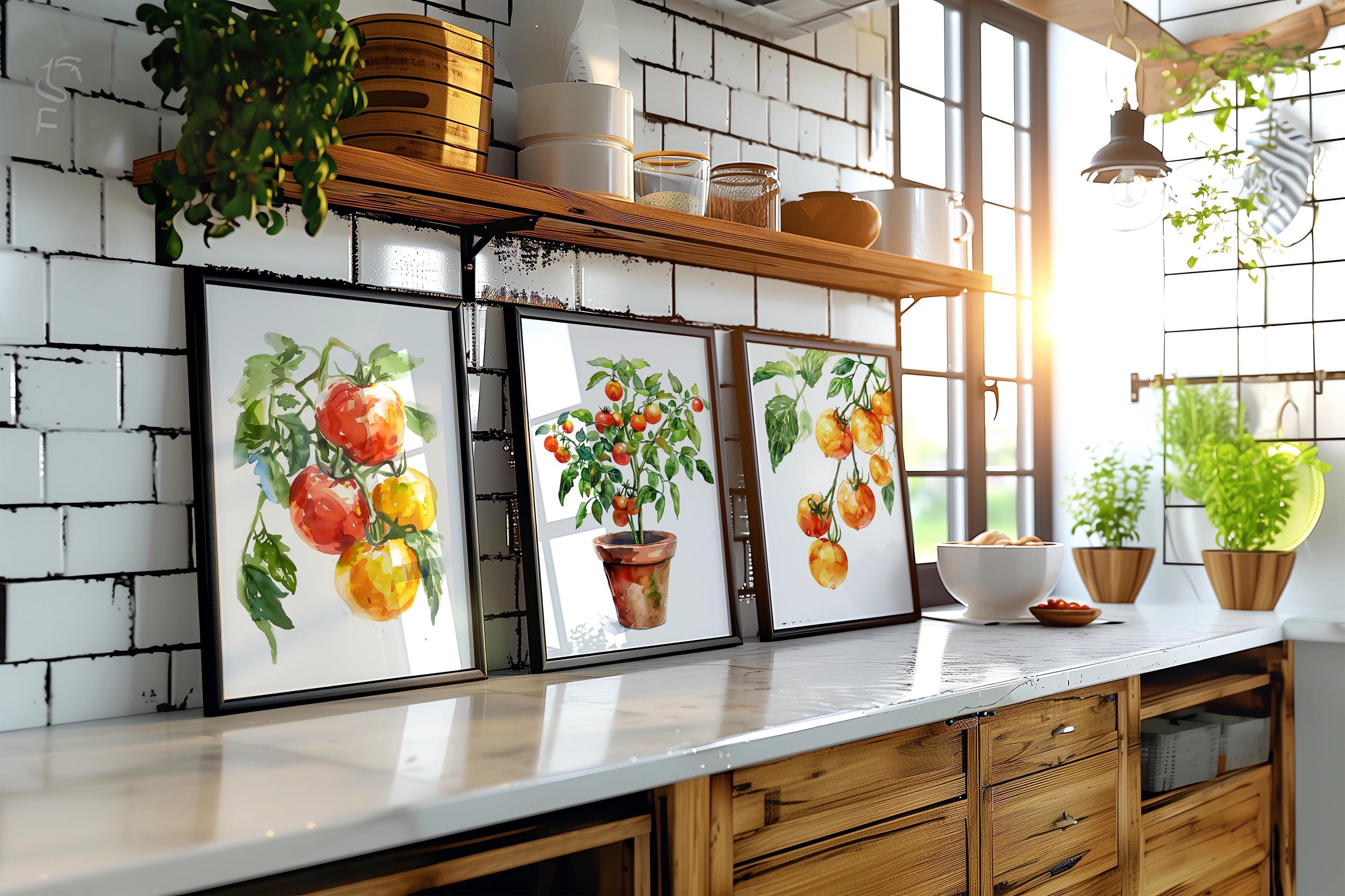 Vegetable Wall Art Set | Watercolor Veggie Prints | Kitchen Dining Room ...