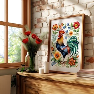 Polish Folk Art Prints Set of 6, Cottagecore Colorful Wildflowers ...