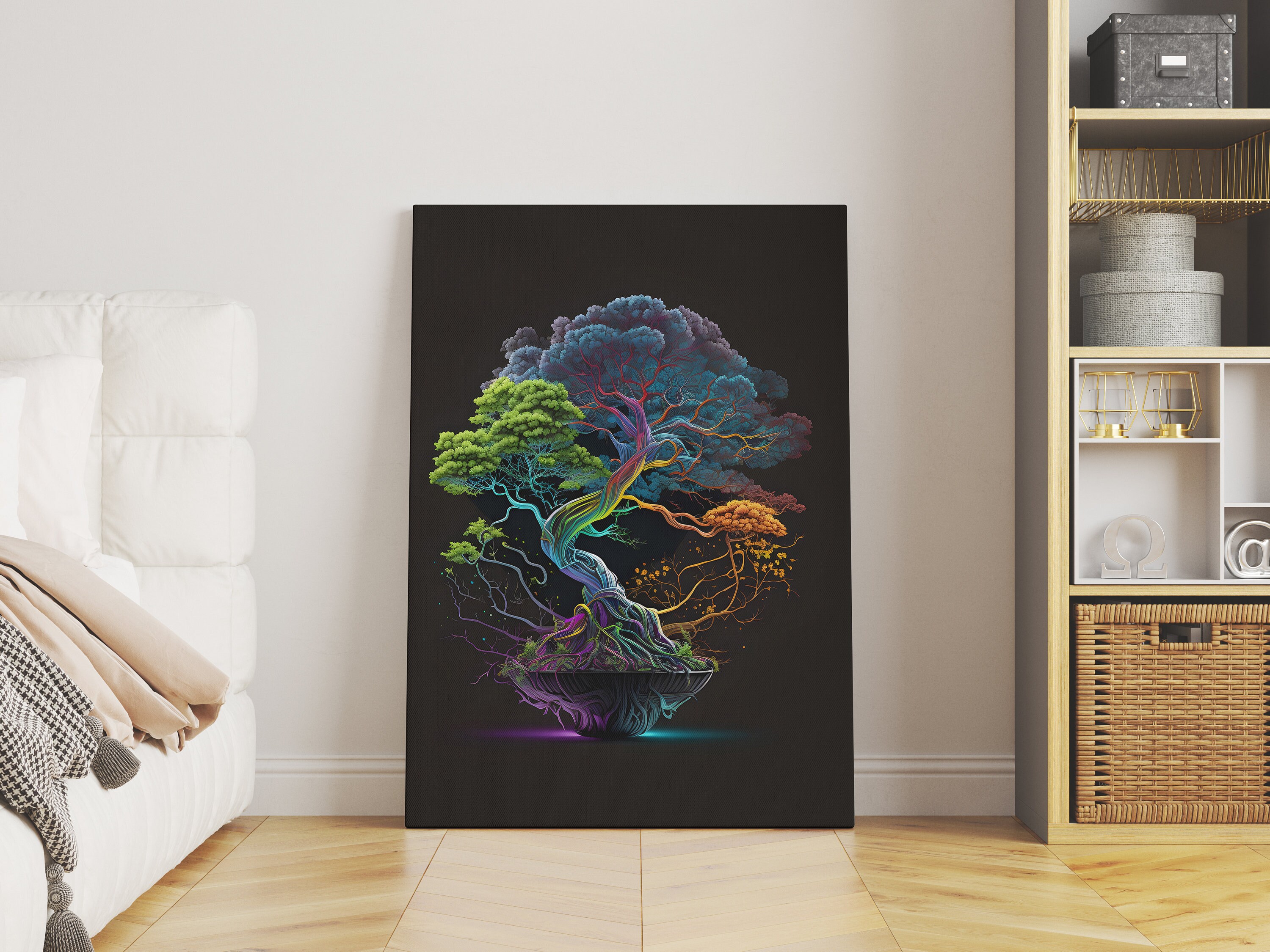 Dark Bonsai Tree Wall Art Set of 6 Colorful Bonsai Print Set of Six ...