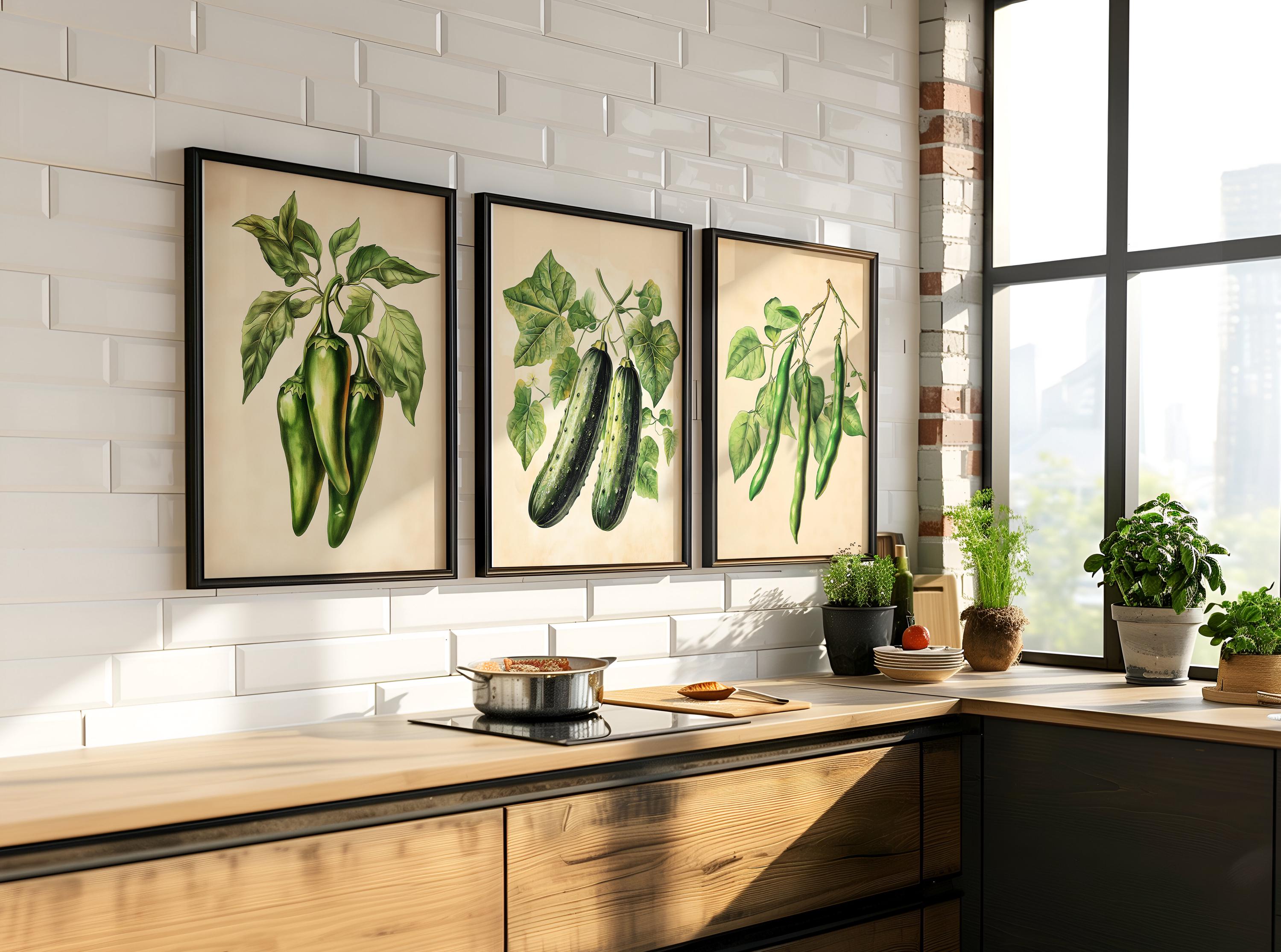 Vintage Zucchini Cucumber Avocado Cauliflower Wall Art Set of 15 ...