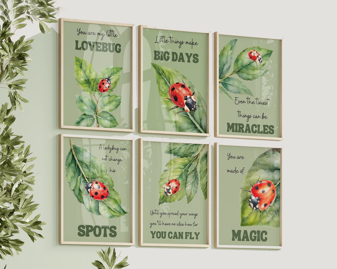 Gender Neutral Ladybug Print Set of 6 Inspirational Quotes Nursery ...
