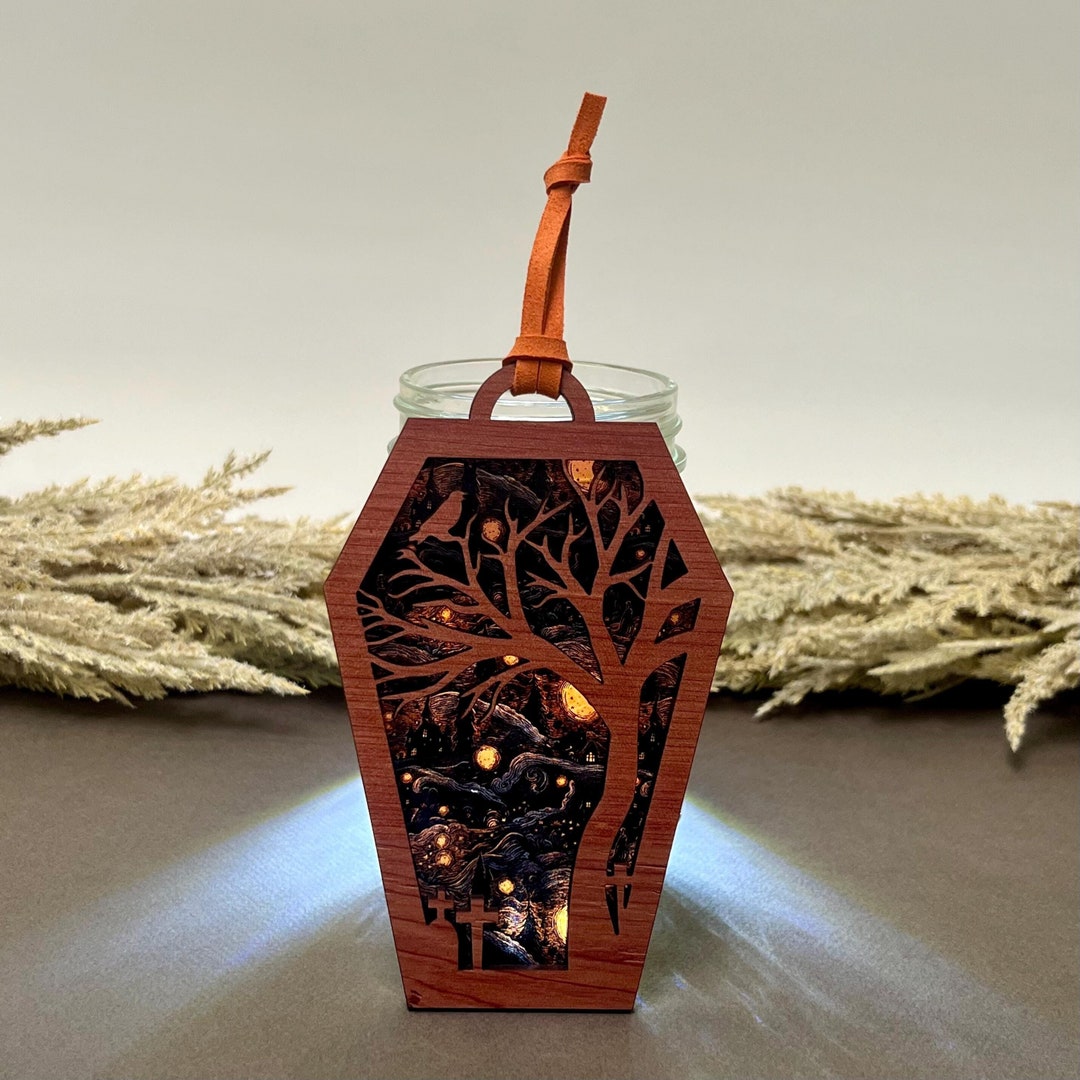 Cemetary Sun Catcher (cedar/halloween Night Acrylic) - Etsy