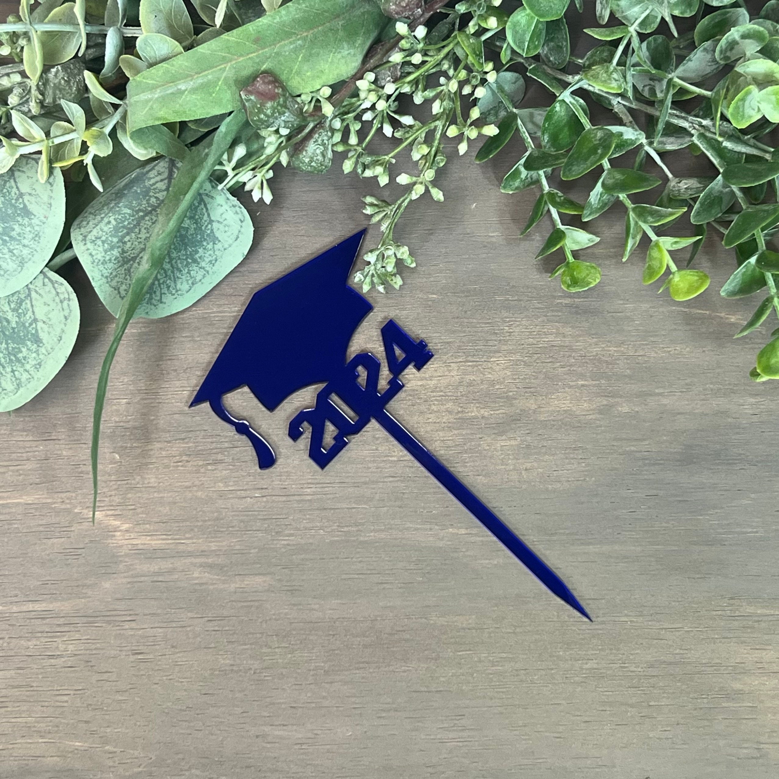 2024 Graduation Cap Acrylic Plant Stake transparent Aqua - Etsy