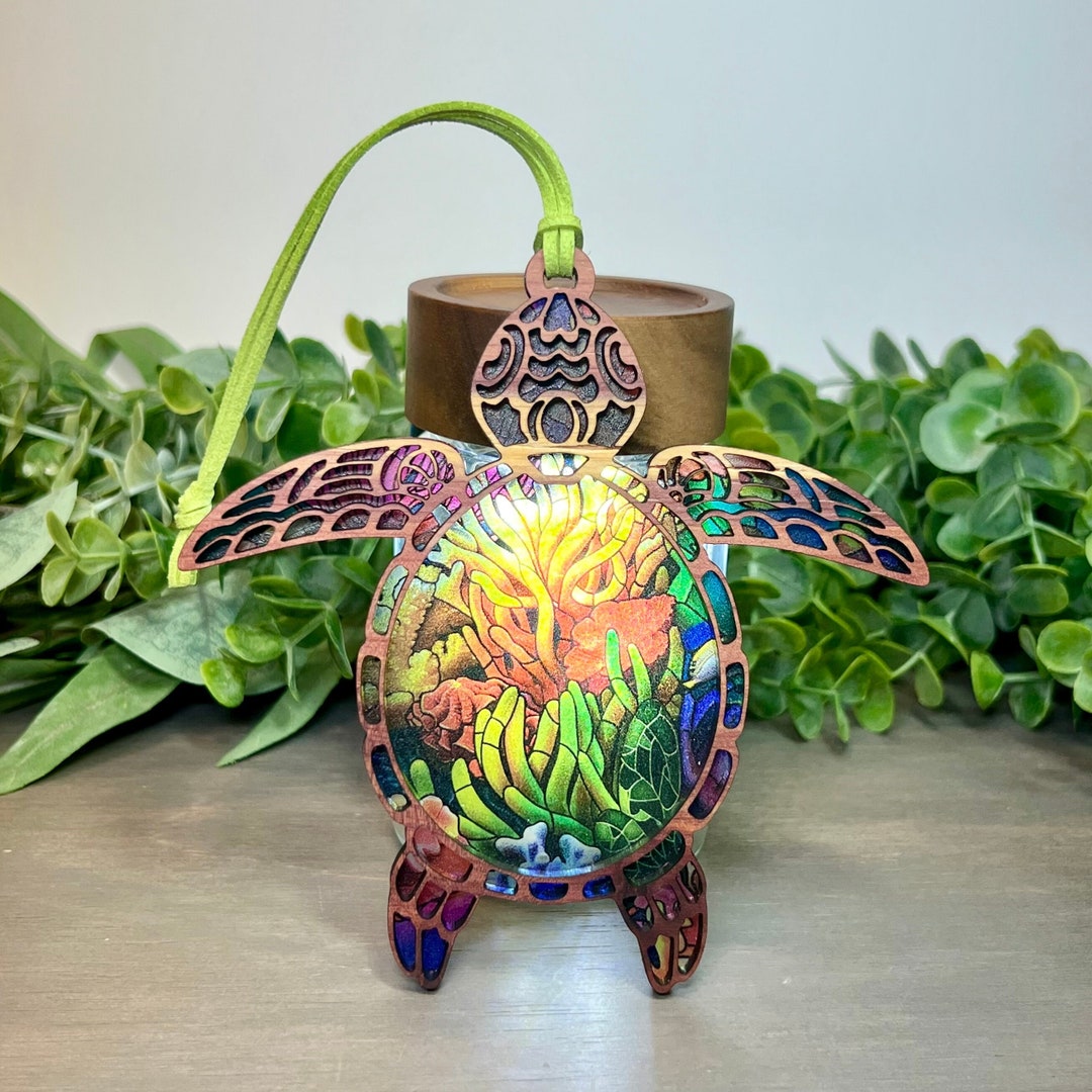 Decorative Turtle Sun Catcher (aromatic Cedar/coral Reef Acrylic) - Etsy