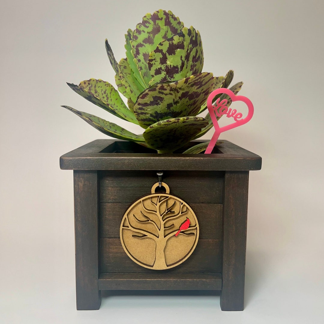 Lone Red Cardinal 2 Layer Planter Box Sign for Small Handmade Indoor ...