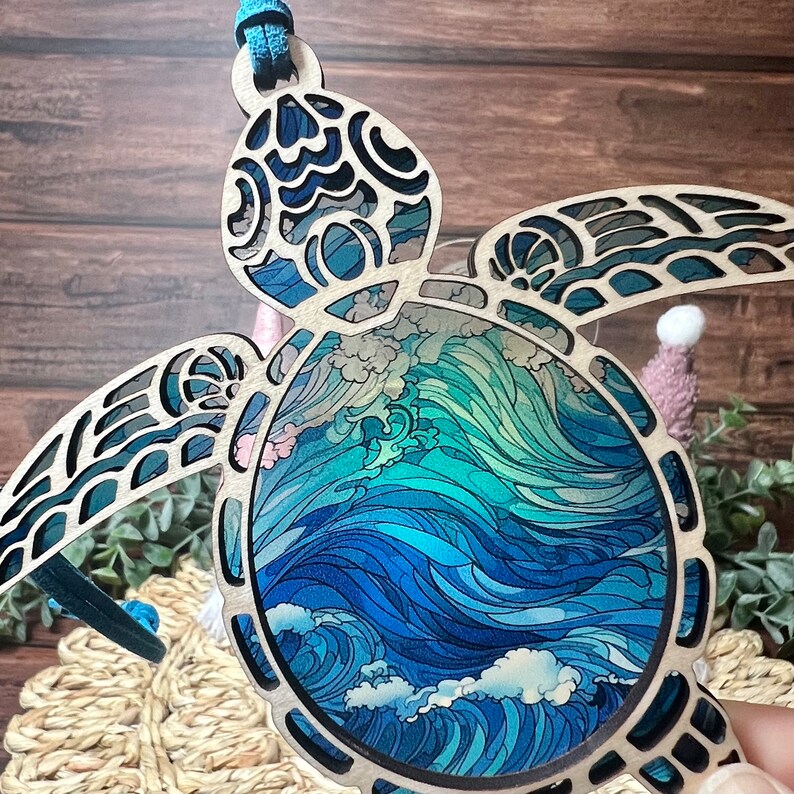 Decorative Turtle Sun Catcher (maple/ocean Acrylic) - Etsy