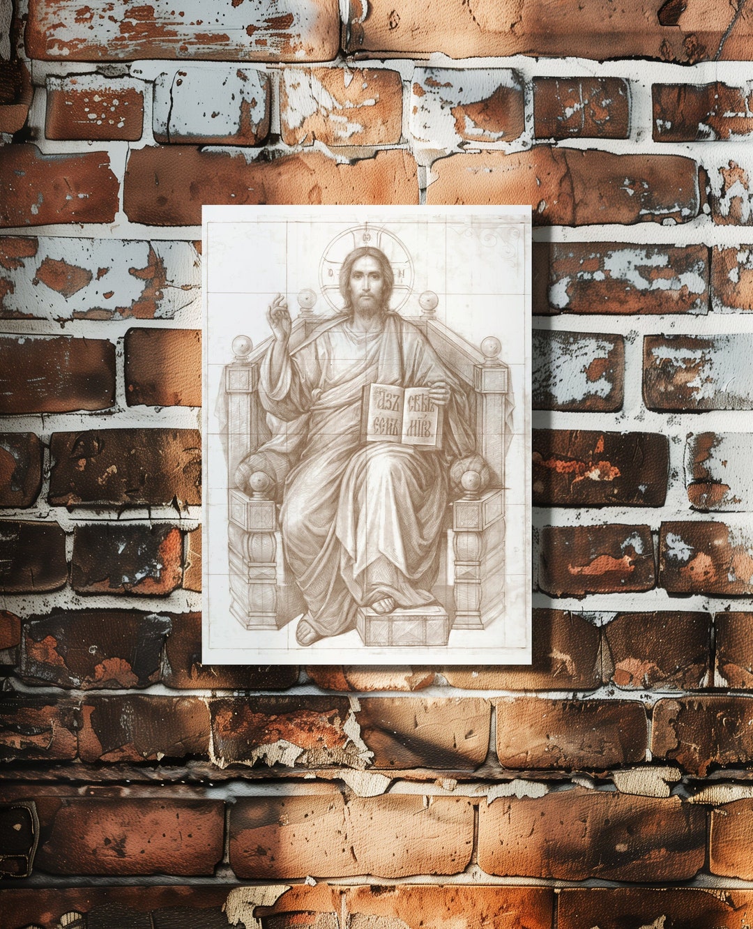Jesus Christ Pencil Drawing Digital Print Orthodox Icon Wall Art Sketch ...