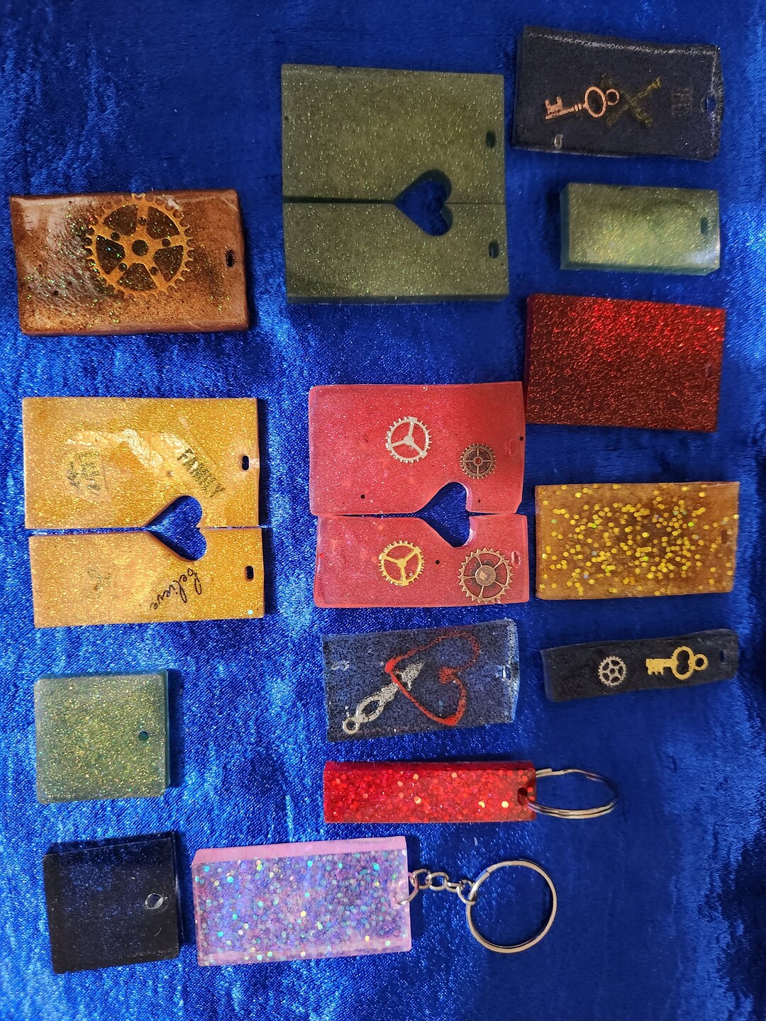 Resin Rectangle Gold With Cog and Glitter Charm/pendant/keychain/ With ...