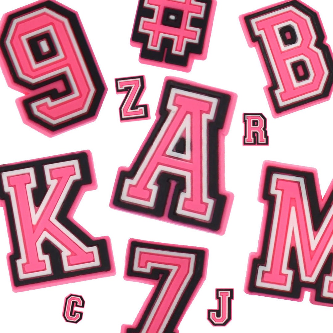 Pink Letters Numbers Croc Charms Team Inspired Shoe Clogitz - Etsy