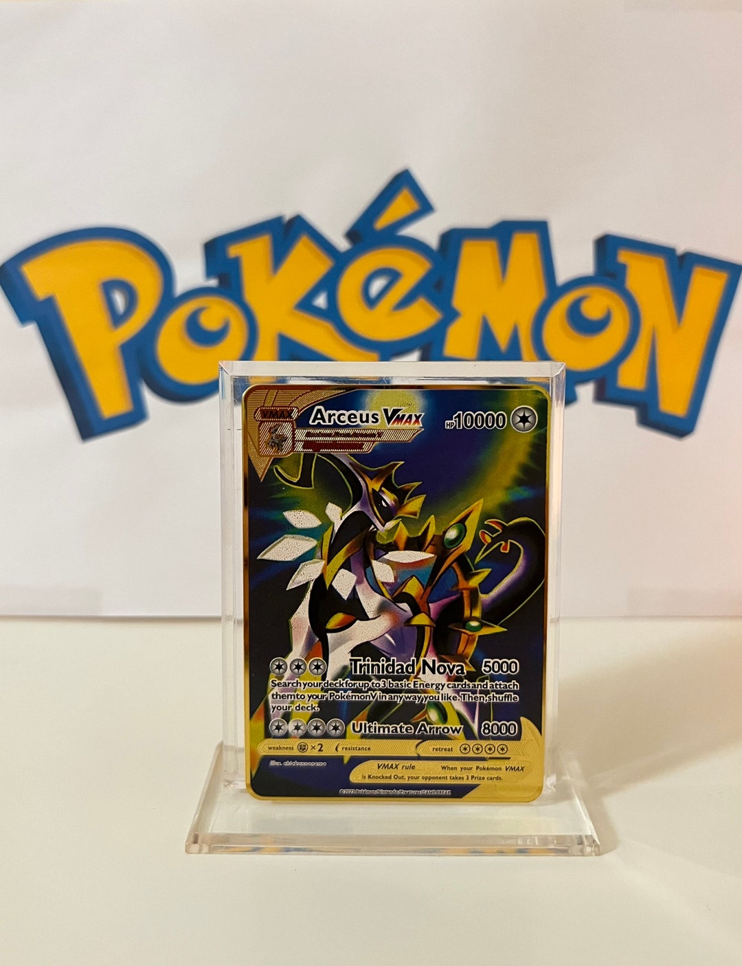 Pokémon Arceus Vmax HP10000 Gold Metal Card Gigantamax - Etsy