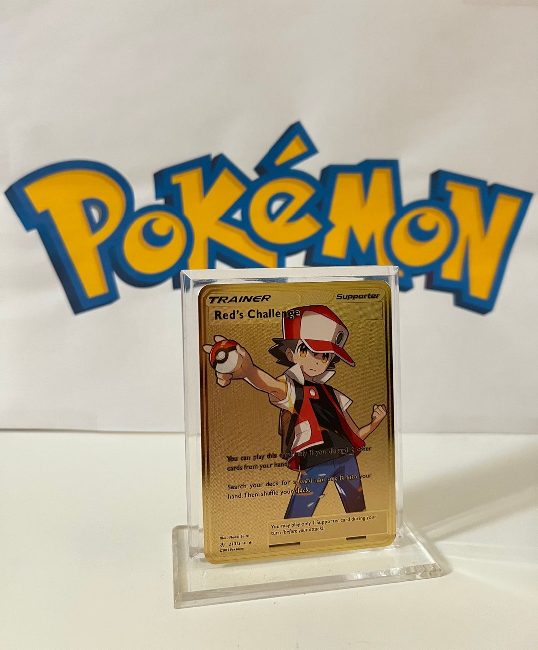 Pokemon Reds Challenge 213/214 Unbroken Bonds Fan Art Metal Gold Card ...