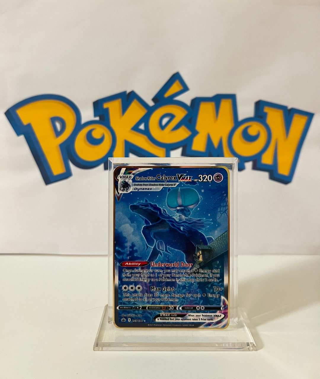 Pokémo Shadow Rider Calyrex VMAX 205/198 Chilling Reign Fan Art Metal ...