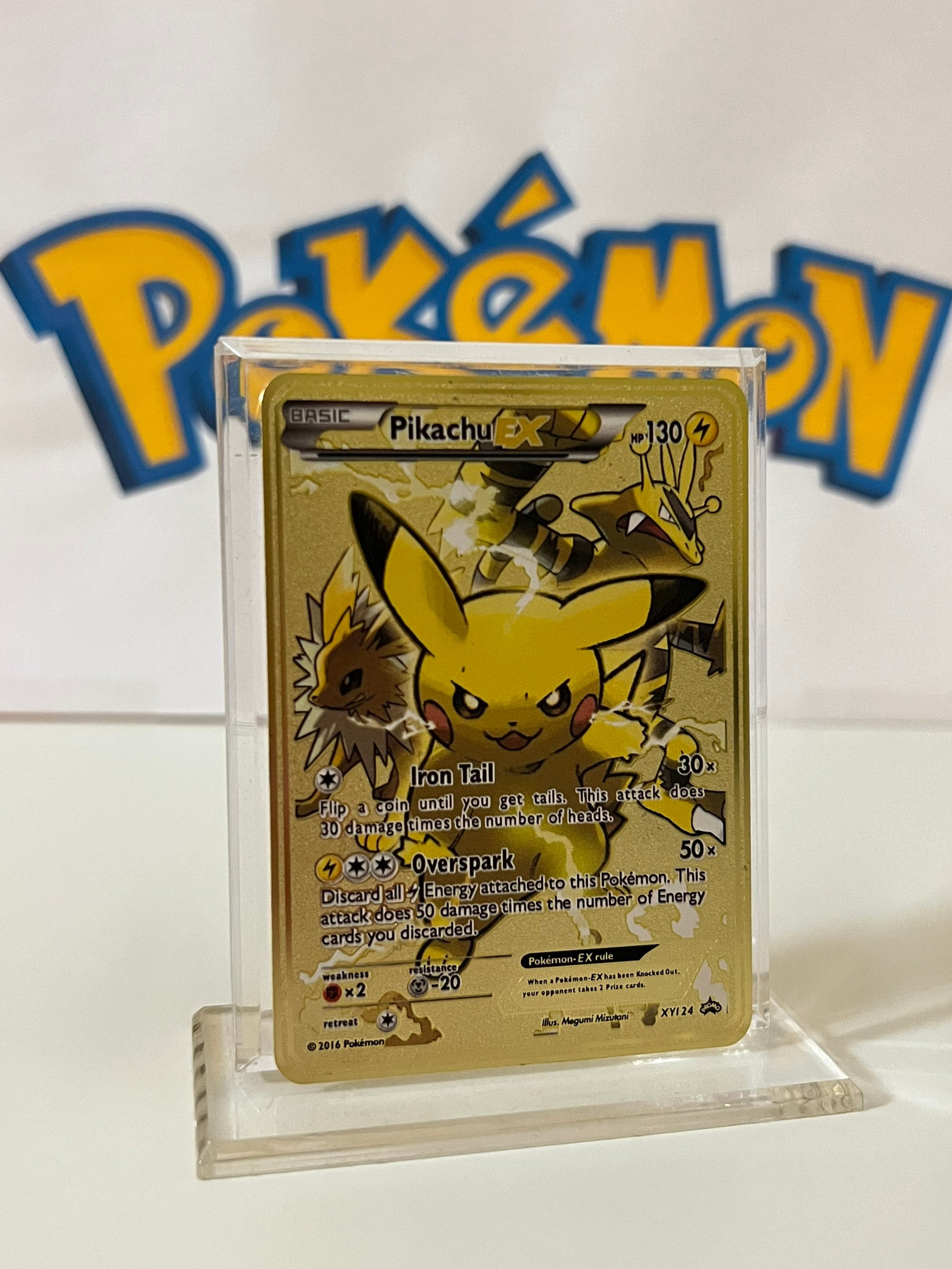 Pokémon Pikachu-ex XY124 Black Star Promos Metal Gold Card - Etsy