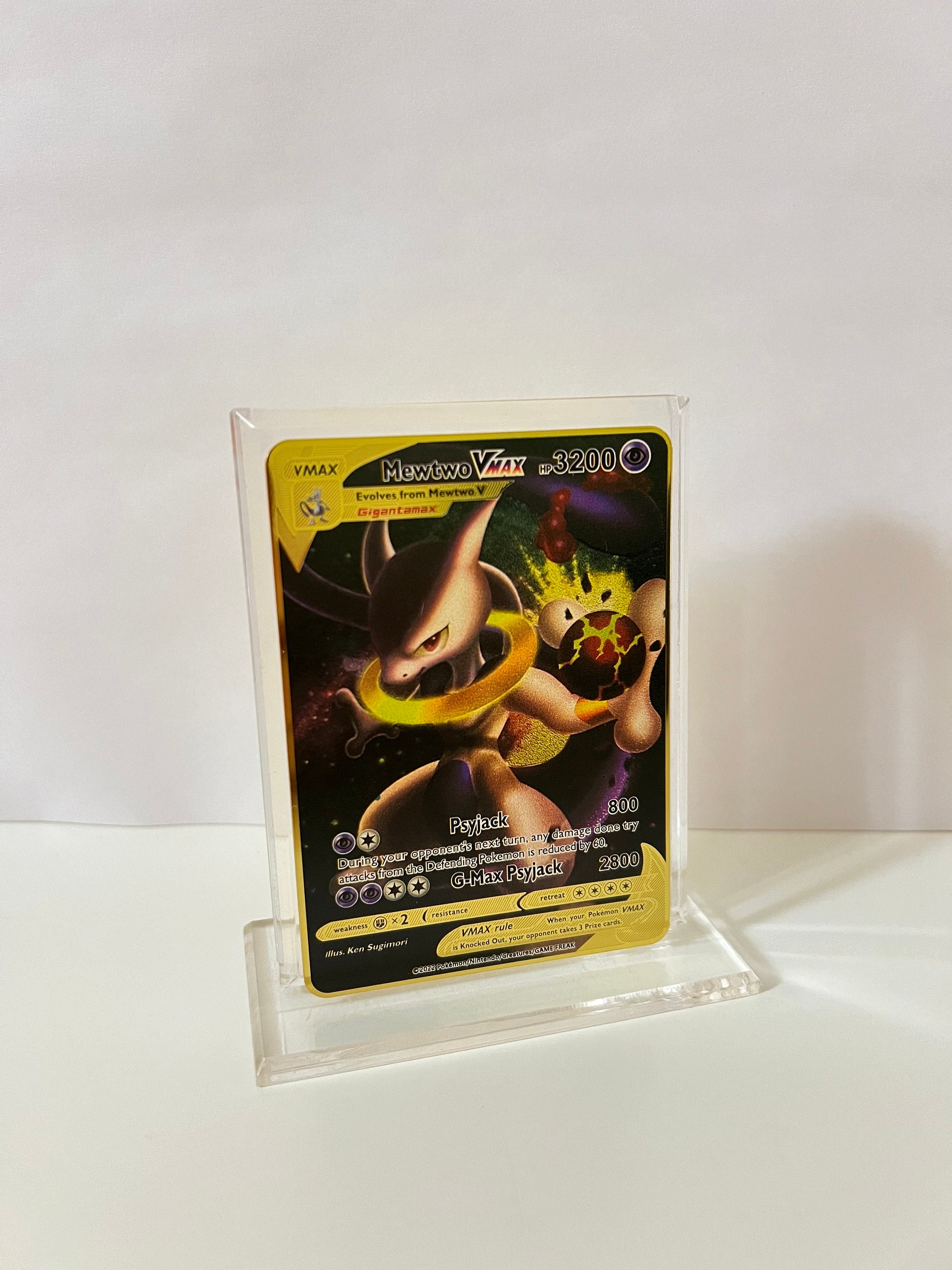 Pokemon Mewtwo VMAX psyjack METAL Gold CARD Collectible/gift/display ...