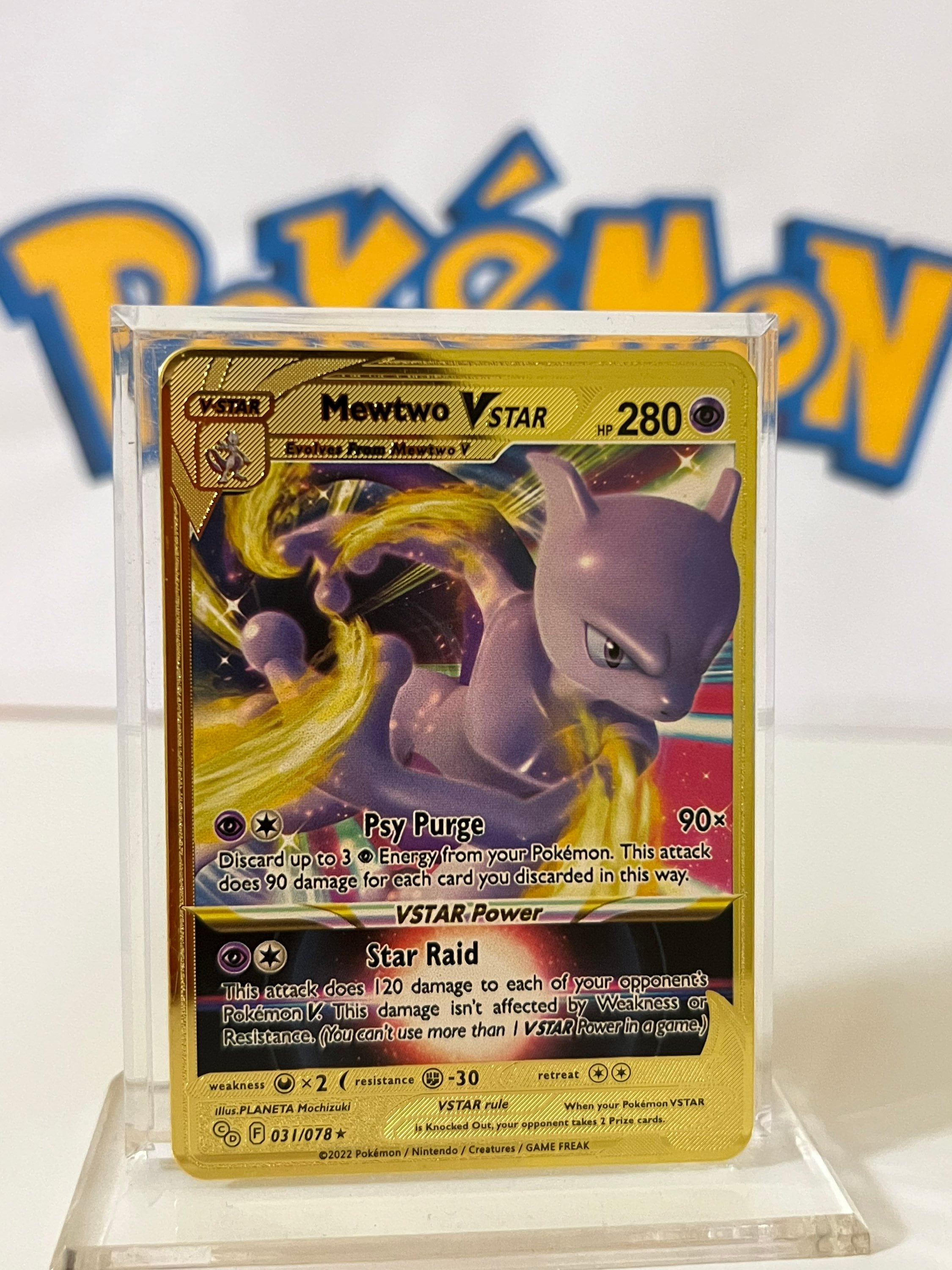 Pokémon Mewtwo Vstar 031/078 V Star Metal Gold Rare - Etsy