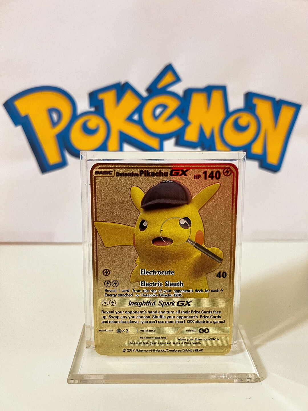 Pokémon TCG Detective Pikachu GX Metal Gold Rare - Etsy