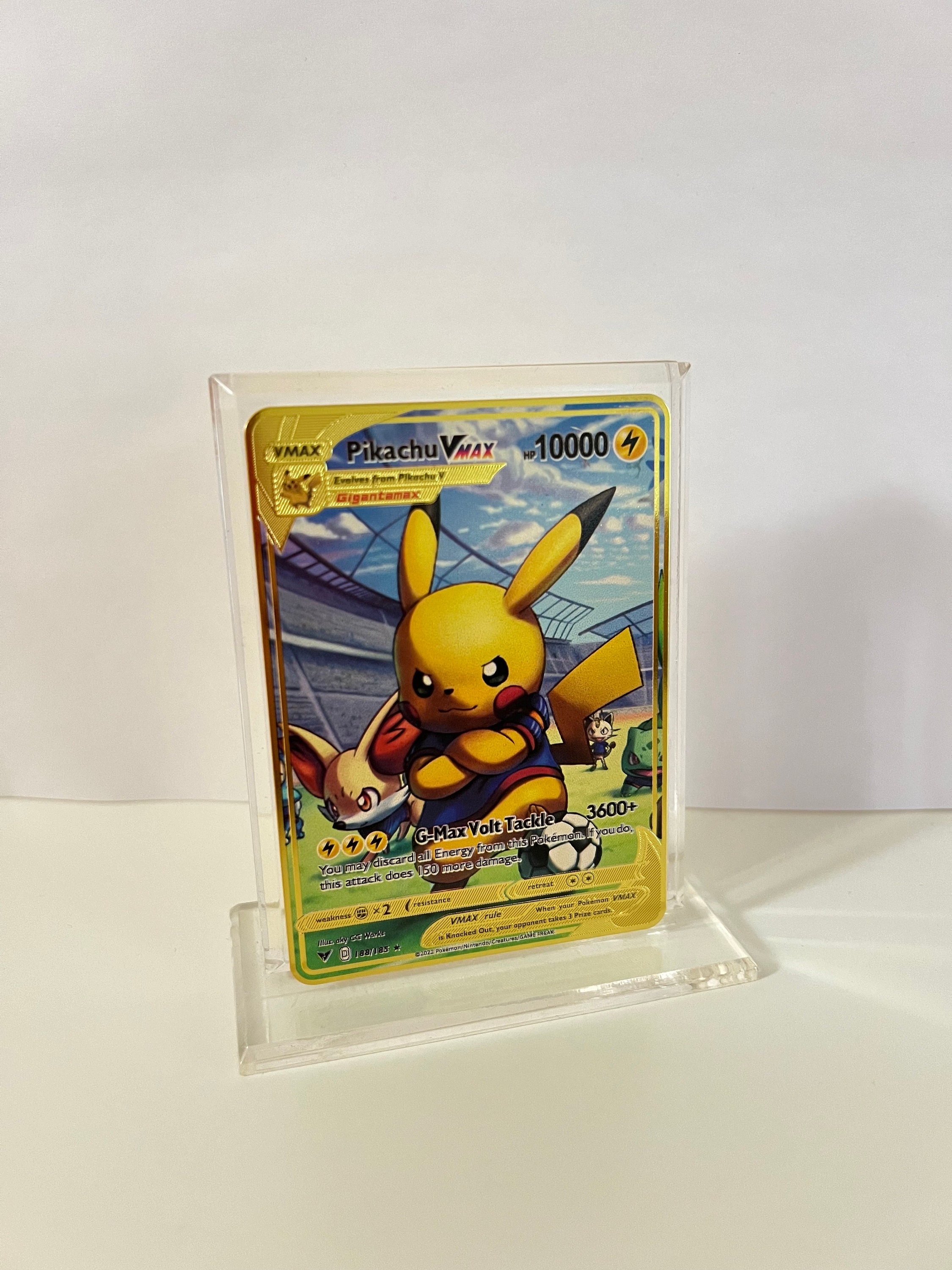 Pokemon Soccer Pikachu VMAX METAL Gold CARD Collectible/gift/display - Etsy