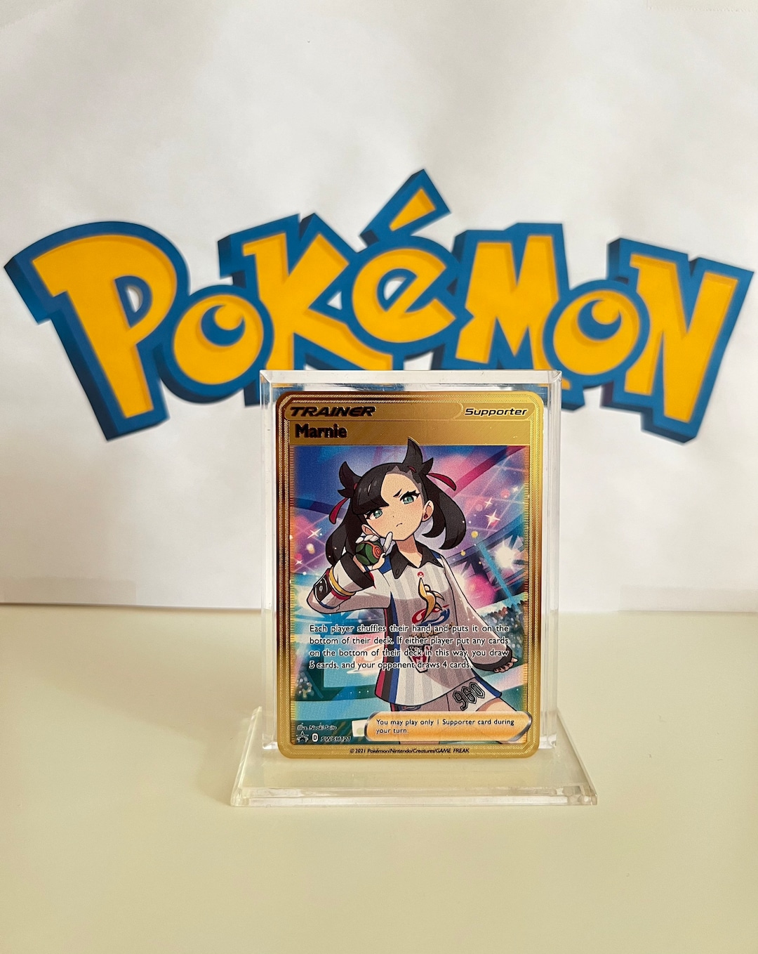 Pokémon Full Art Marnie Trainer SWSH121 Black Star Promo Metal Gold ...