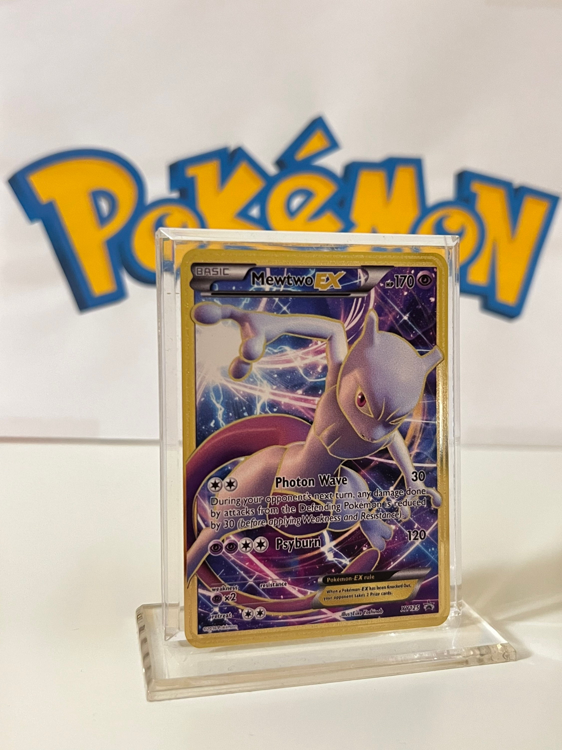 Pokémon Mewtwo EX XY125 XY Black Star Promos Full Art Metal Gold Card ...