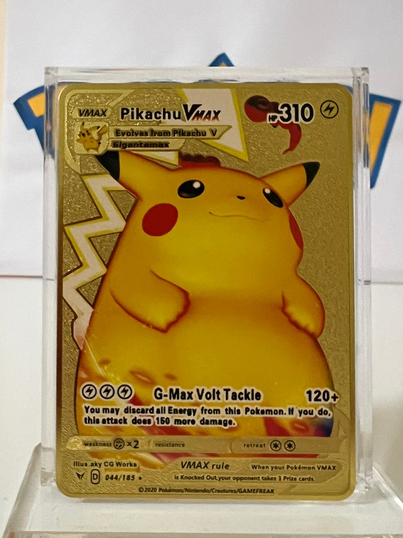 Pokemon Pikachu Vmax Gold Metal Card HP310 044/185 Volt Tackle - Etsy