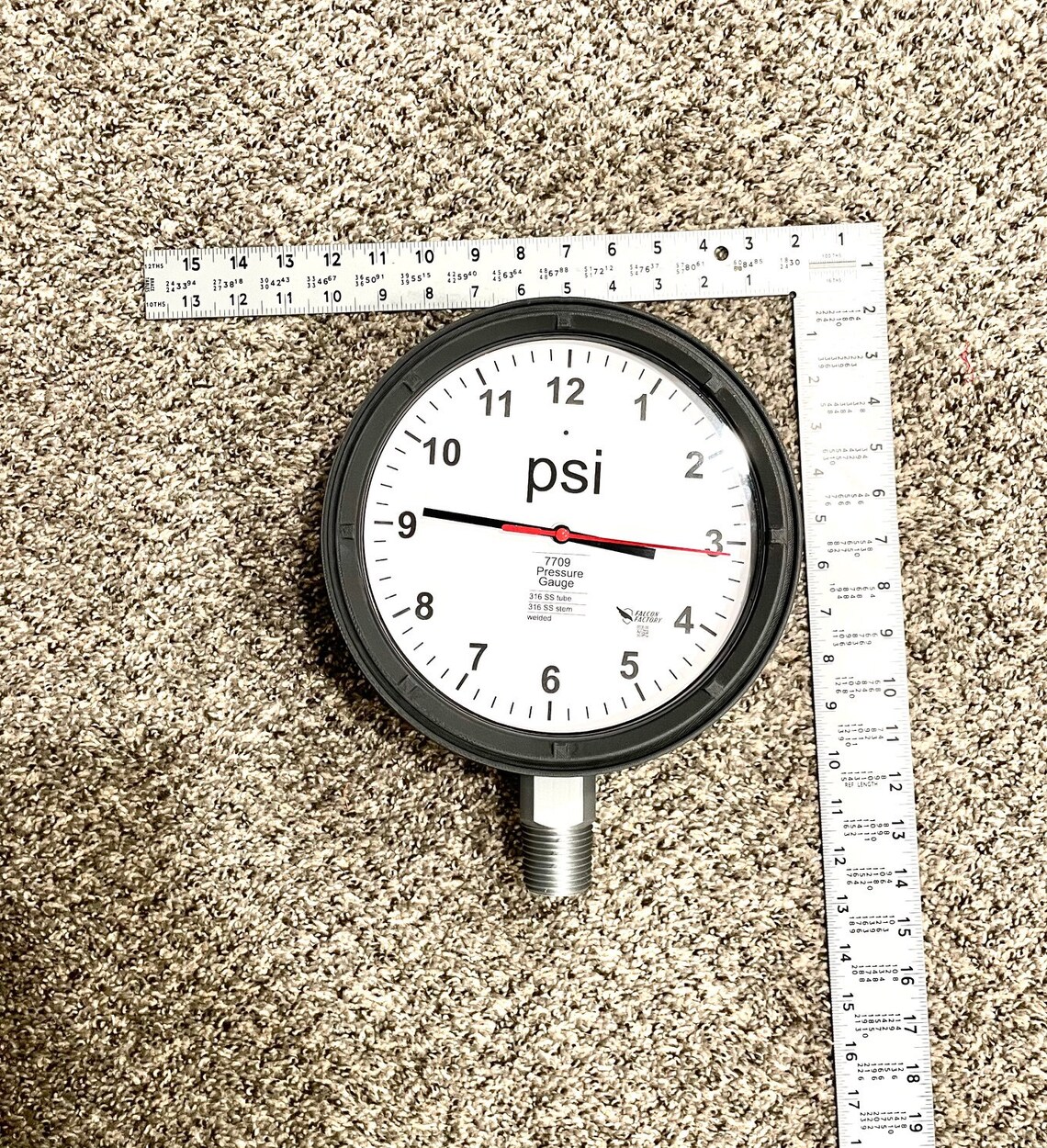 8 Inch Clock, Oversized Pressure PSI Gauge Wall Clock, Oil / Gas ...