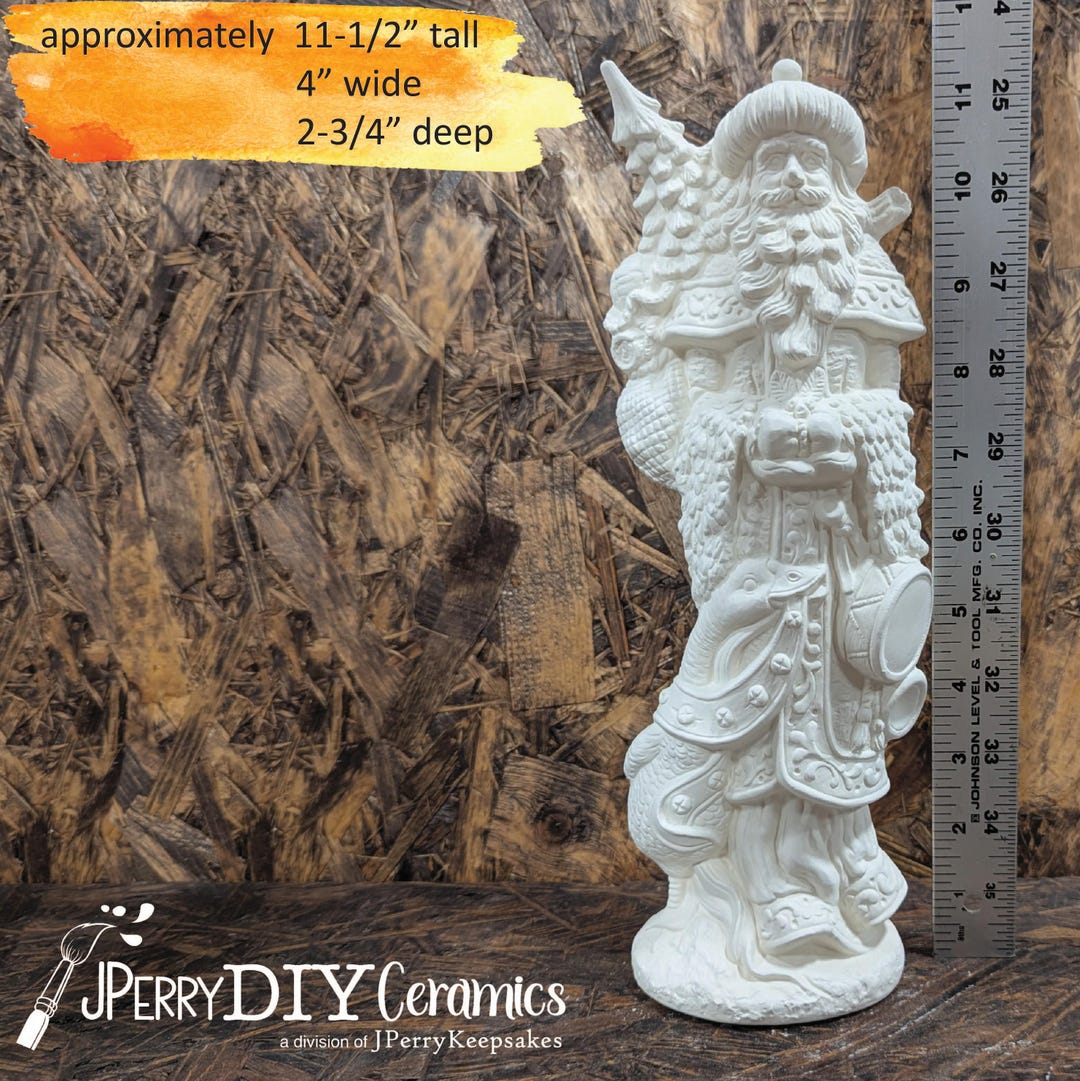 Ready to Paint Oak Knob English Santa Claus With Goose and Present ...