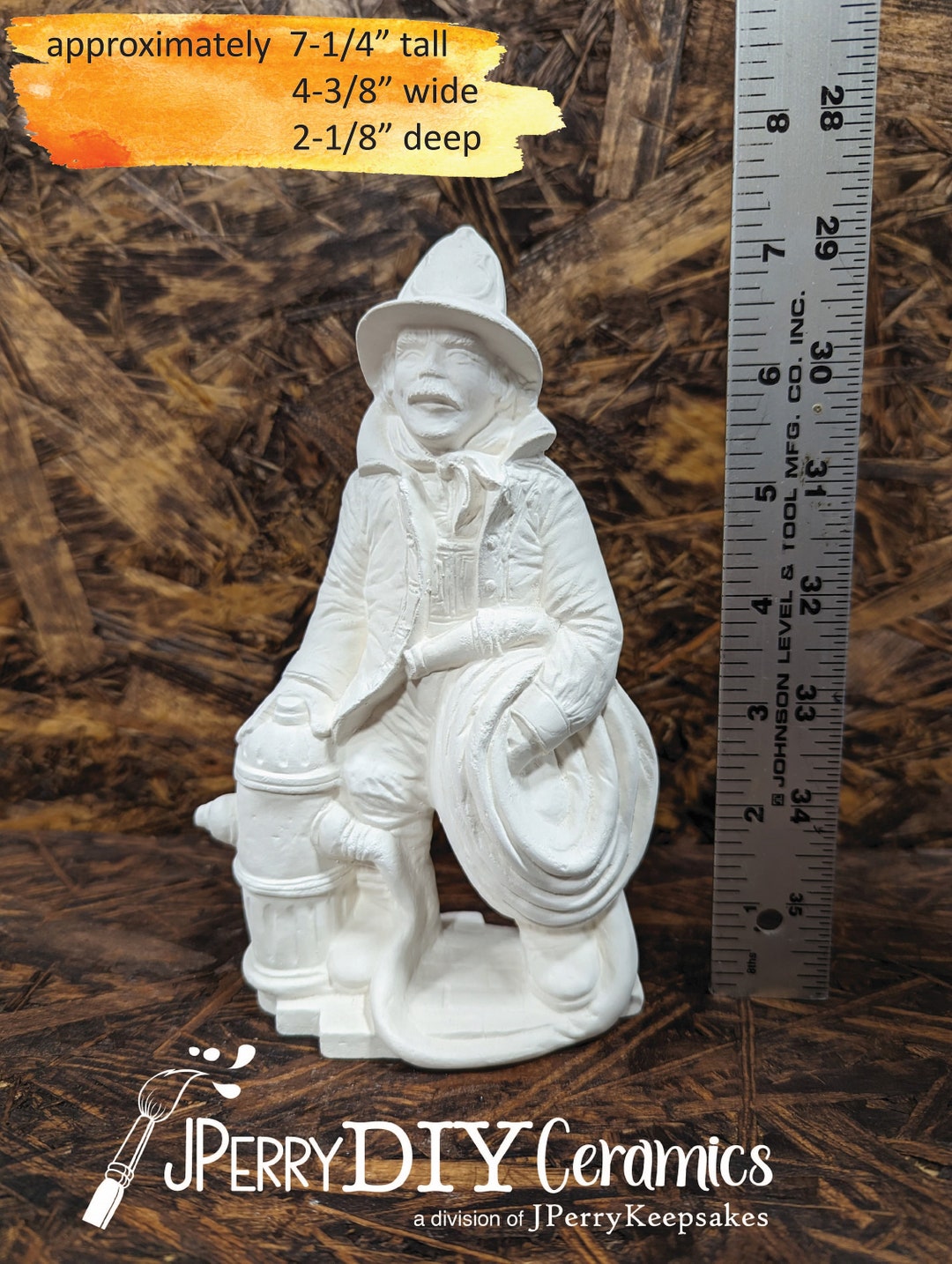 Ready to Paint Fireman With Fire Hose and Hydrant, Ceramic Bisque DIY ...