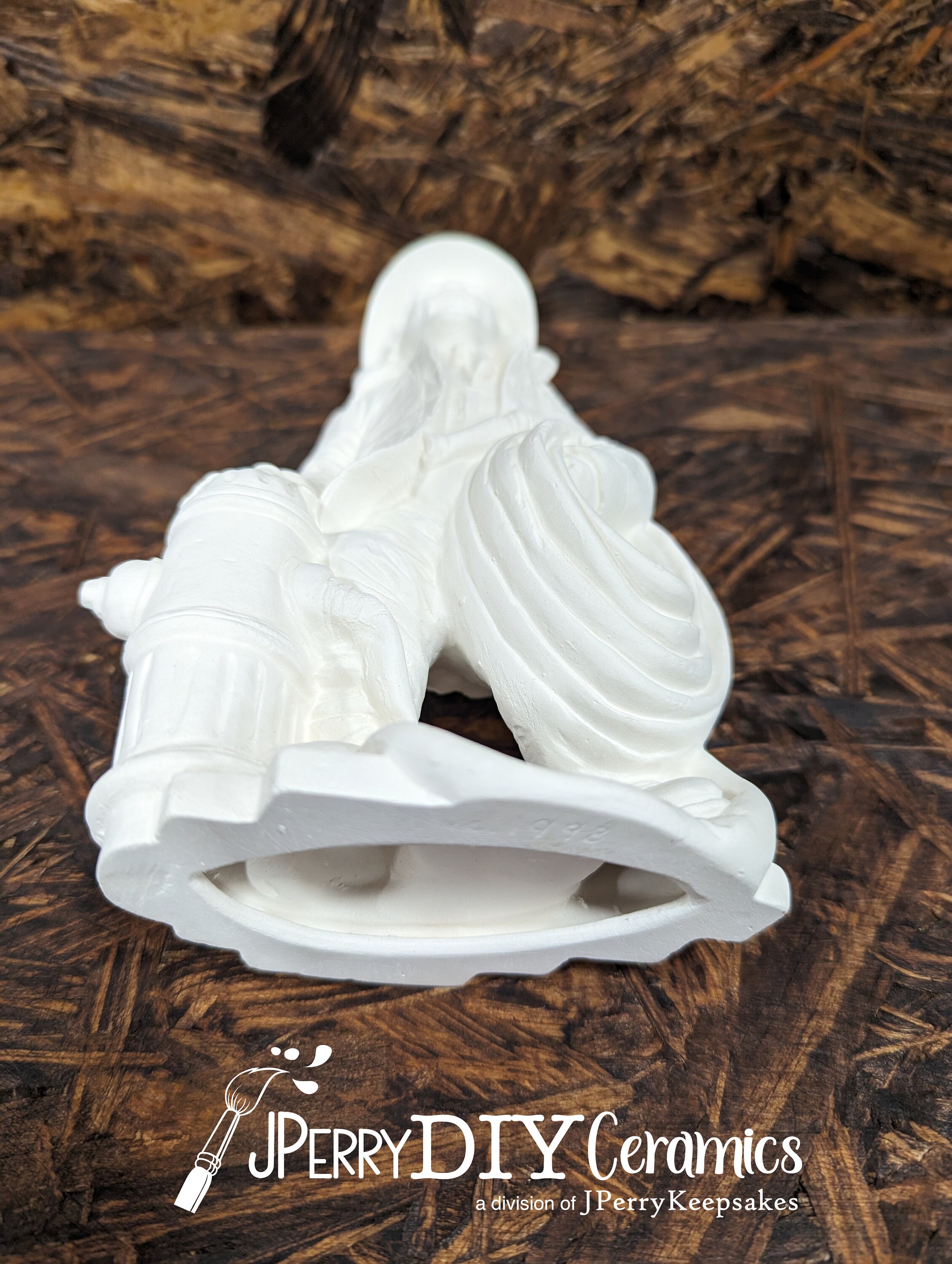 Ready to Paint Fireman With Fire Hose and Hydrant, Ceramic Bisque DIY ...