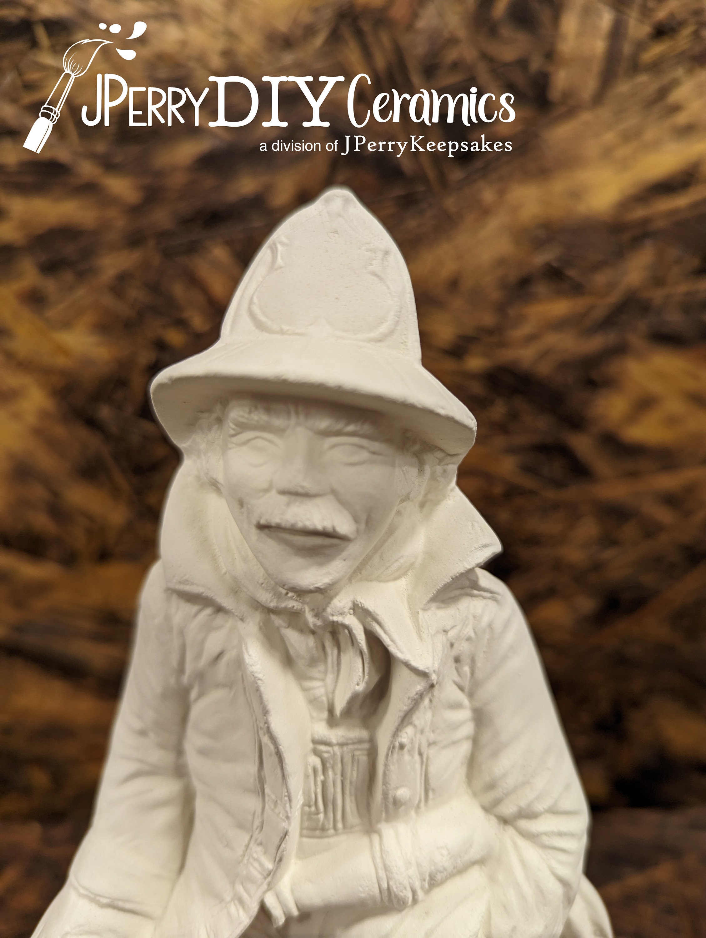 Ready to Paint Fireman With Fire Hose and Hydrant, Ceramic Bisque DIY ...