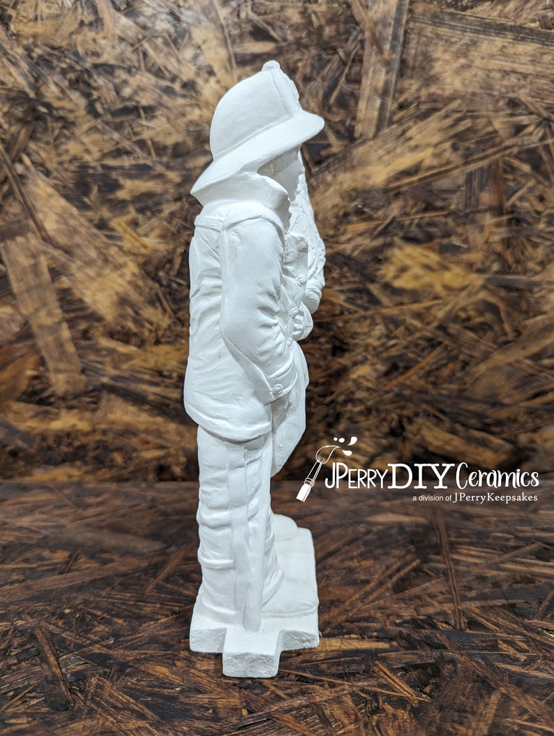 Ready to Paint Fireman Standing Holding American Flag Ceramic - Etsy