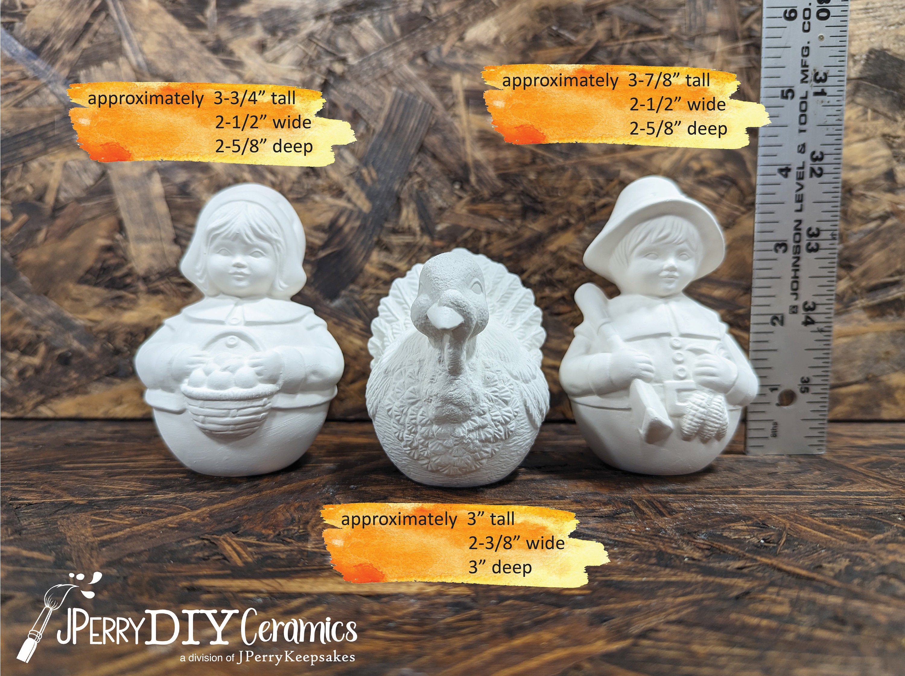 Ready to Paint Roly Poly Pilgrim Set With Turkey Ceramic - Etsy