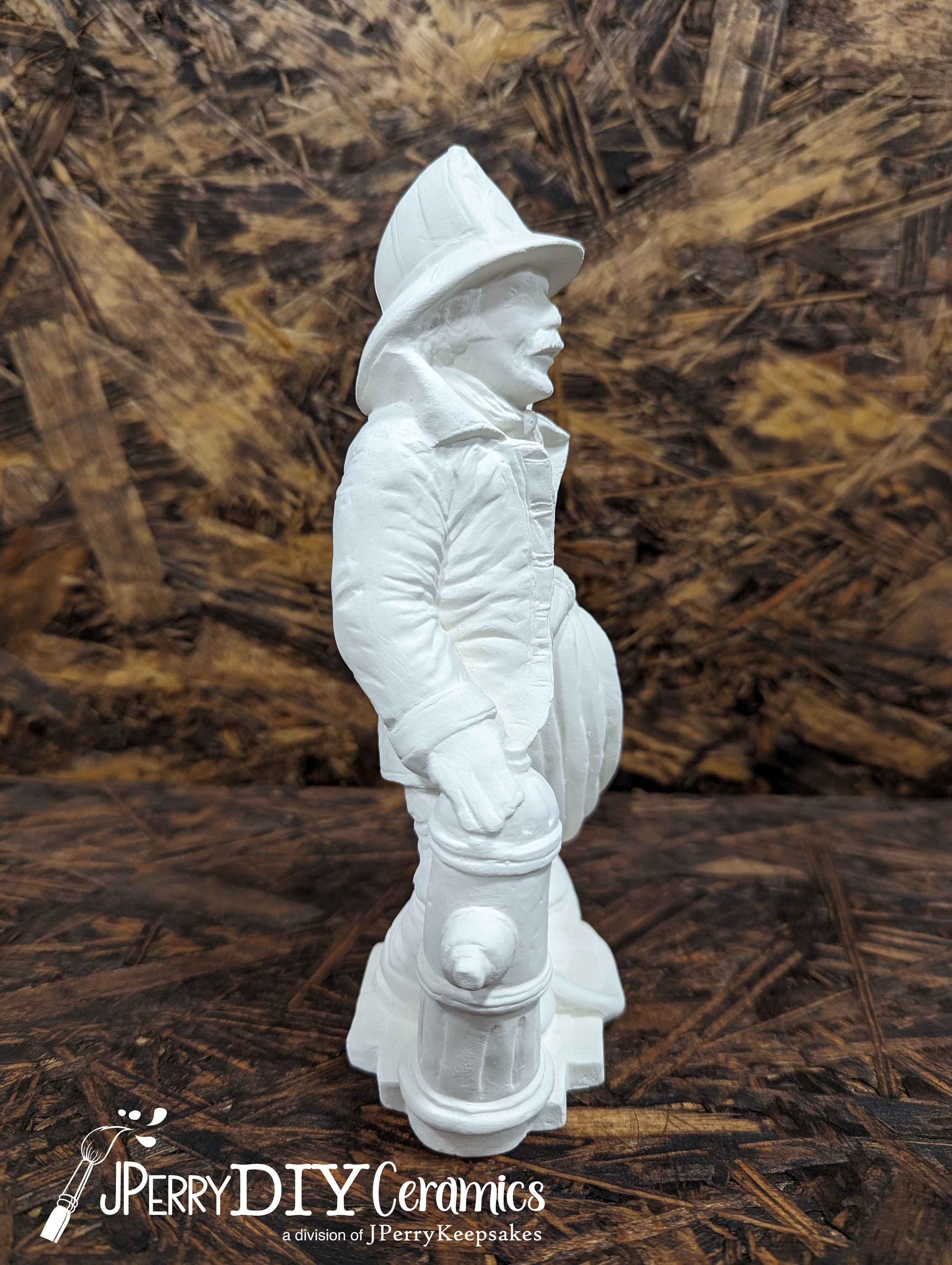 Ready to Paint Fireman With Fire Hose and Hydrant, Ceramic Bisque DIY ...