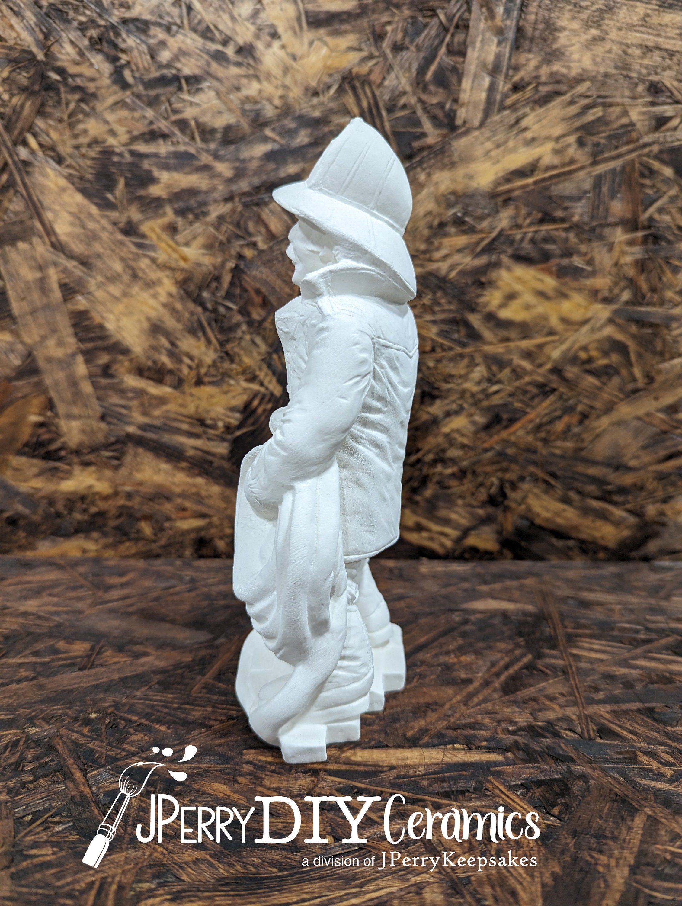 Ready to Paint Fireman With Fire Hose and Hydrant, Ceramic Bisque DIY ...