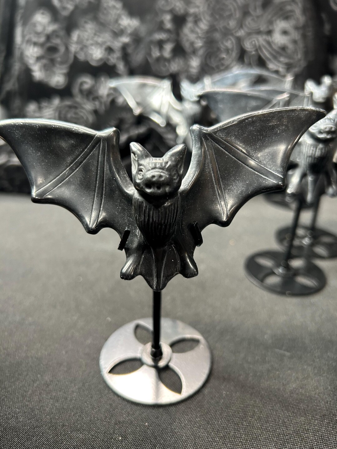 Obsidian Bat Carvings on Stand - Etsy